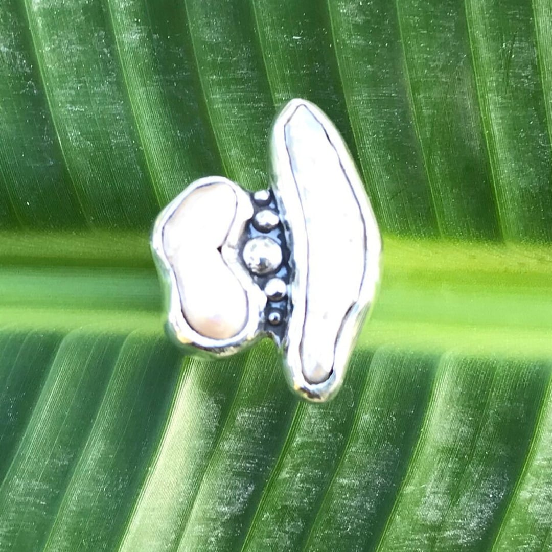 No808 Natural Tennessee River Pearls in a 950 Sterling Silver Ring Size ...