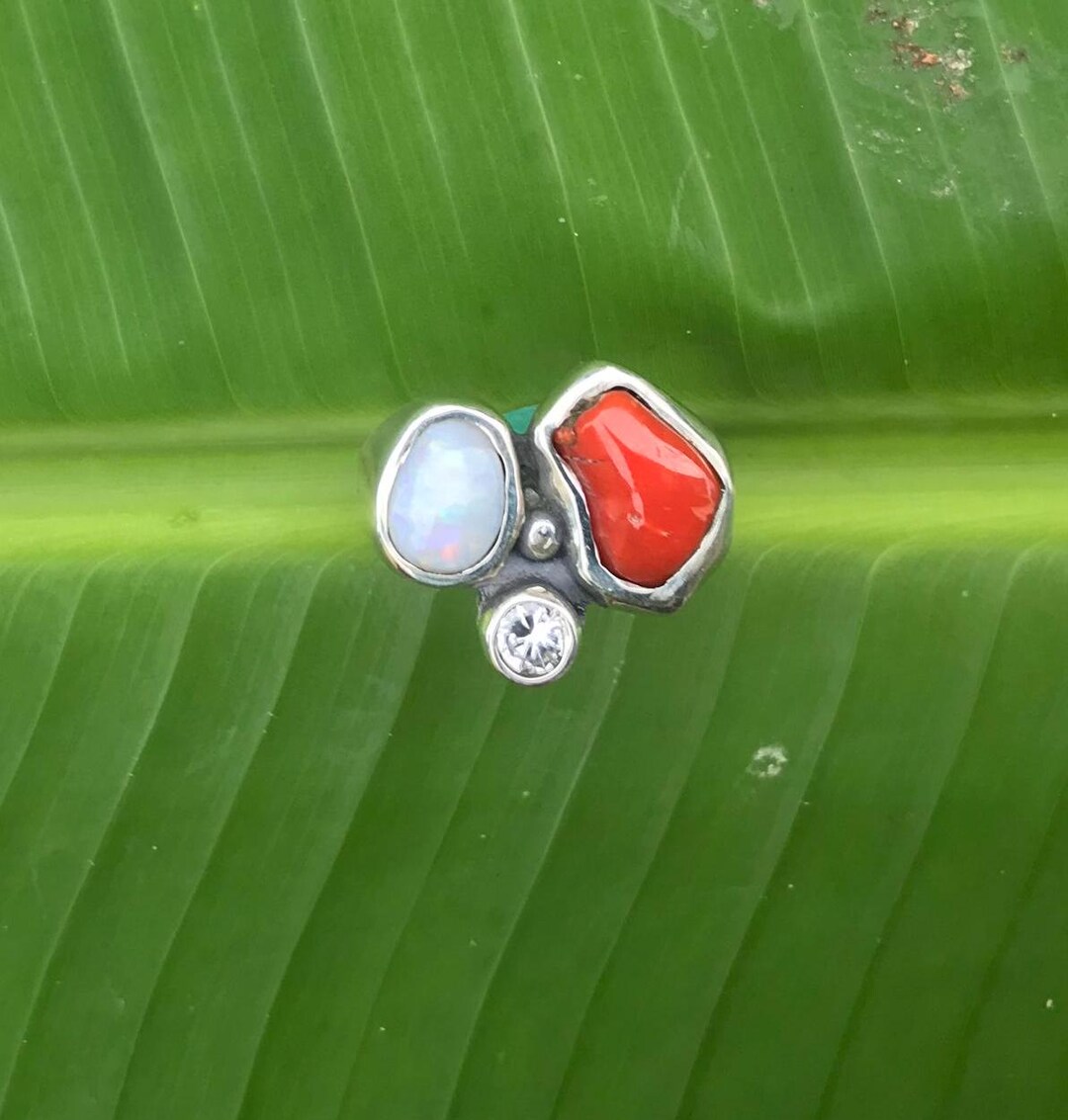 No1069 Australian Opal, Mediterranean Red Coral, Australian White ...