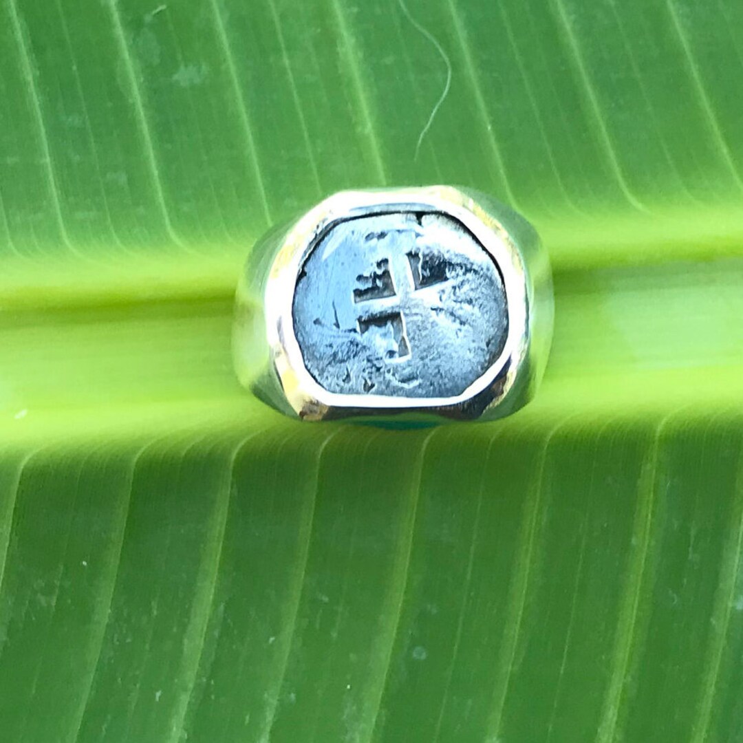 No790 Genuine Peruvian Spanish Half Real in a 950 Sterling Silver Ring ...