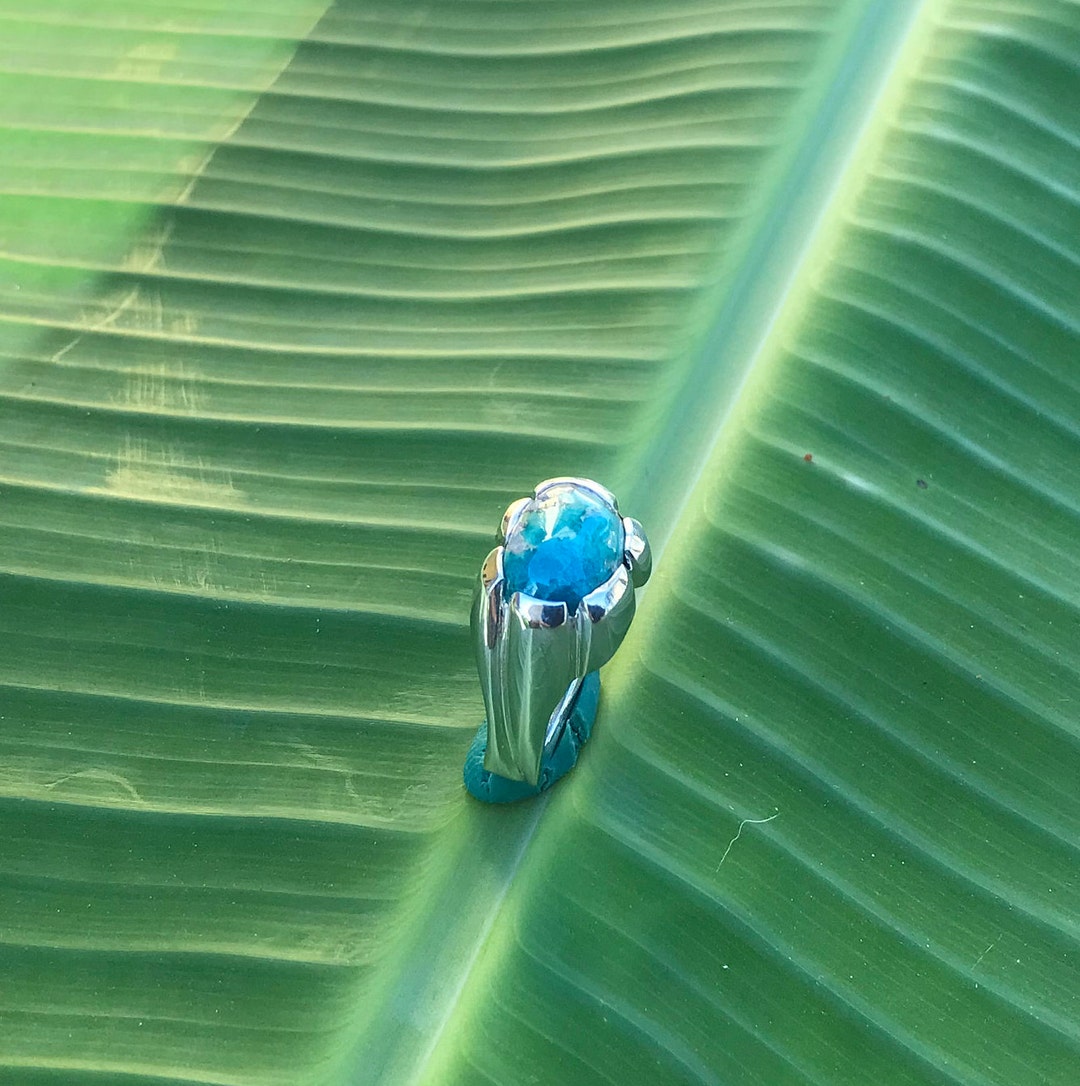 No847 Natural Lavender Pit Bisbee Turquoise in a 950 Sterling Silver ...