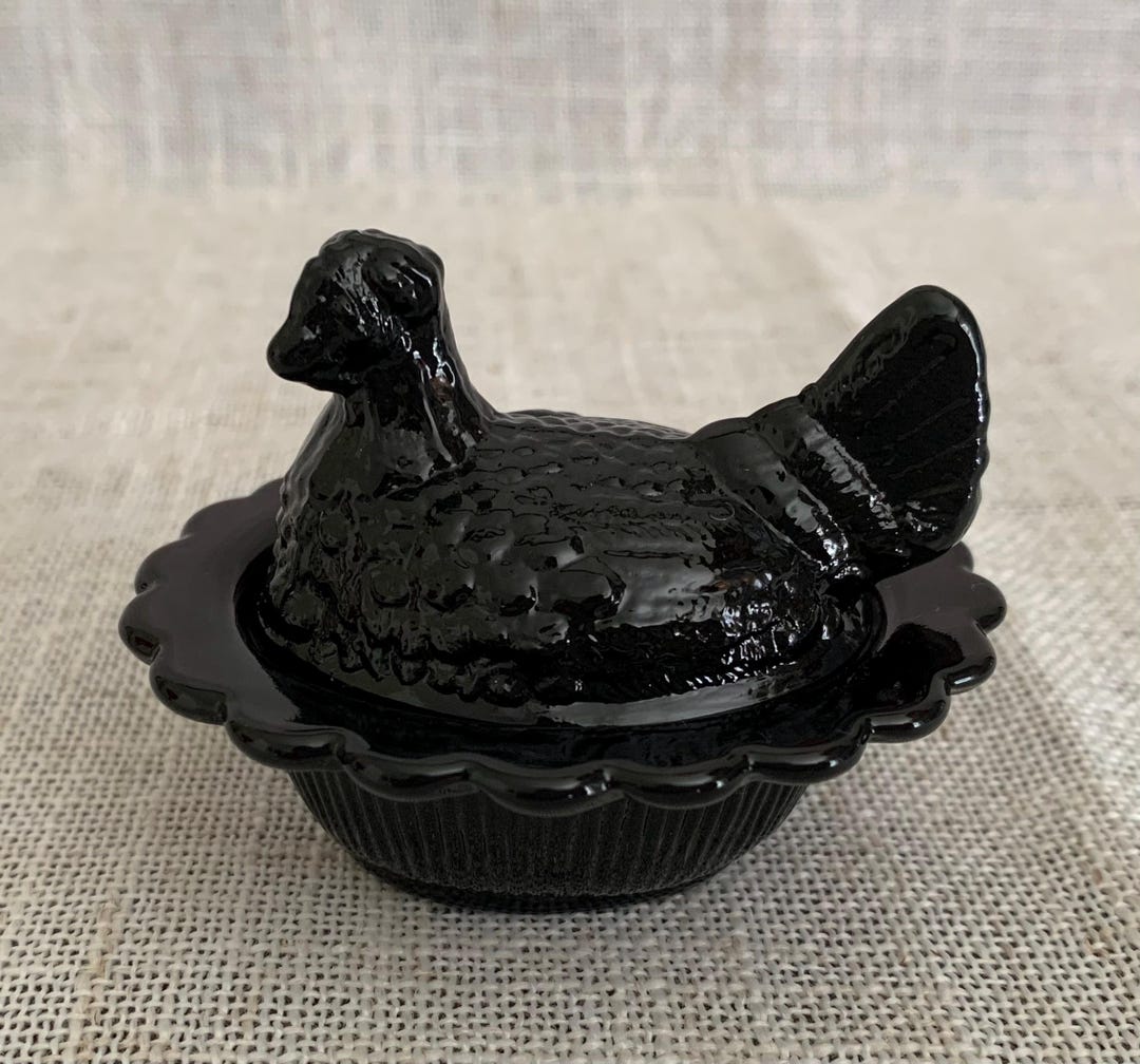 Mosser Black Mini Hen on Nest Salt Cellar. Mini Covered Hen on Nest ...