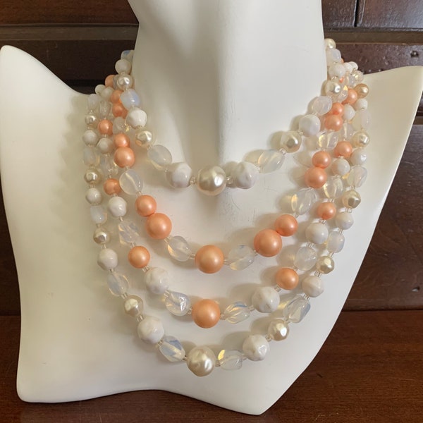 Peach Bead Necklace - Etsy