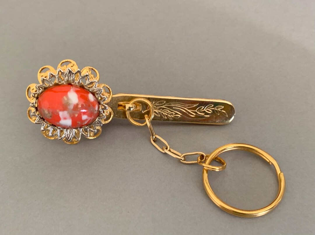 Vintage 1960’s Key Finder Clip With Orange Stone. Vintage King’s Key ...
