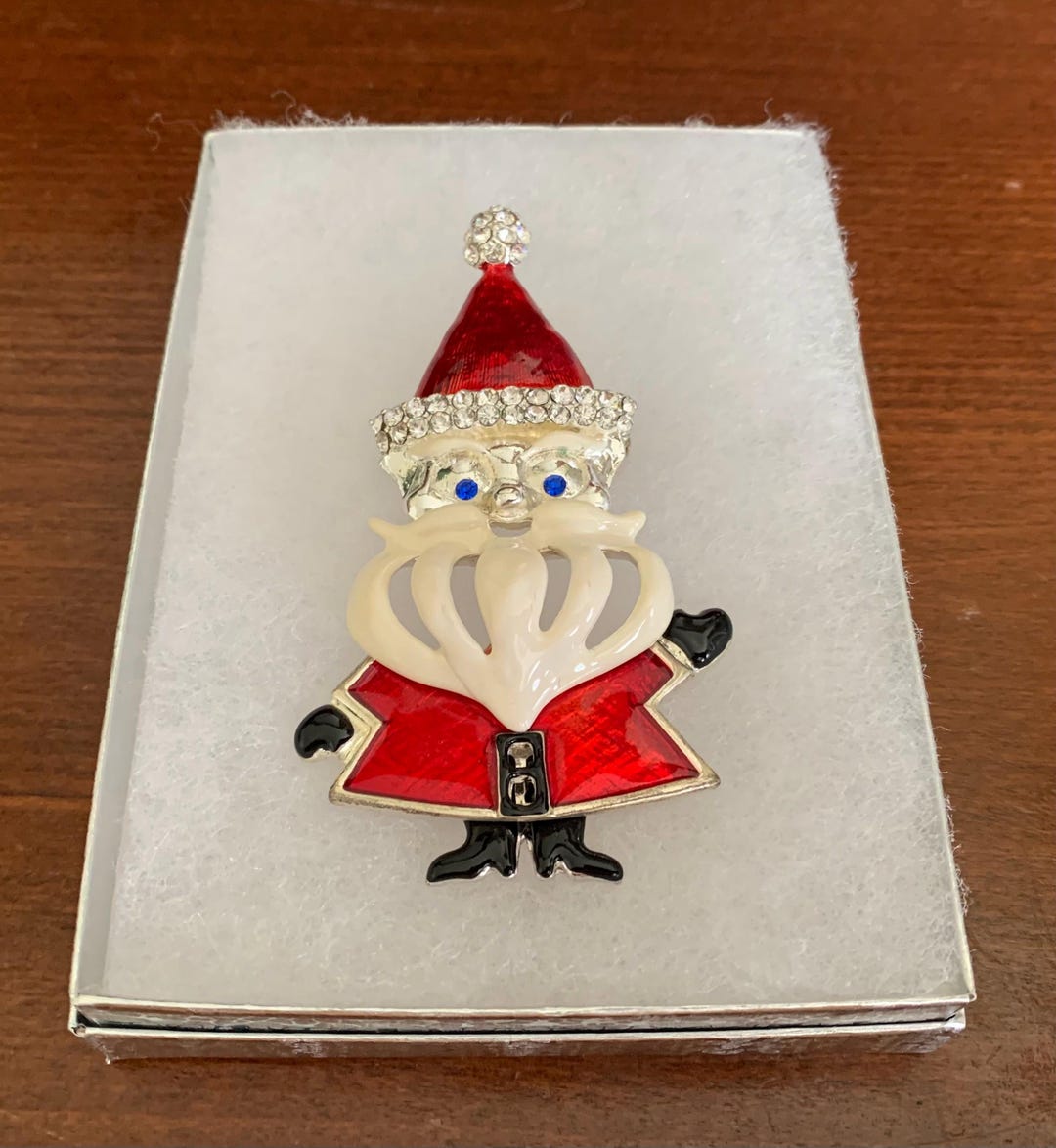 Vintage Signed BEATRIX Articulated Santa Claus Enamel Brooch Pin ...
