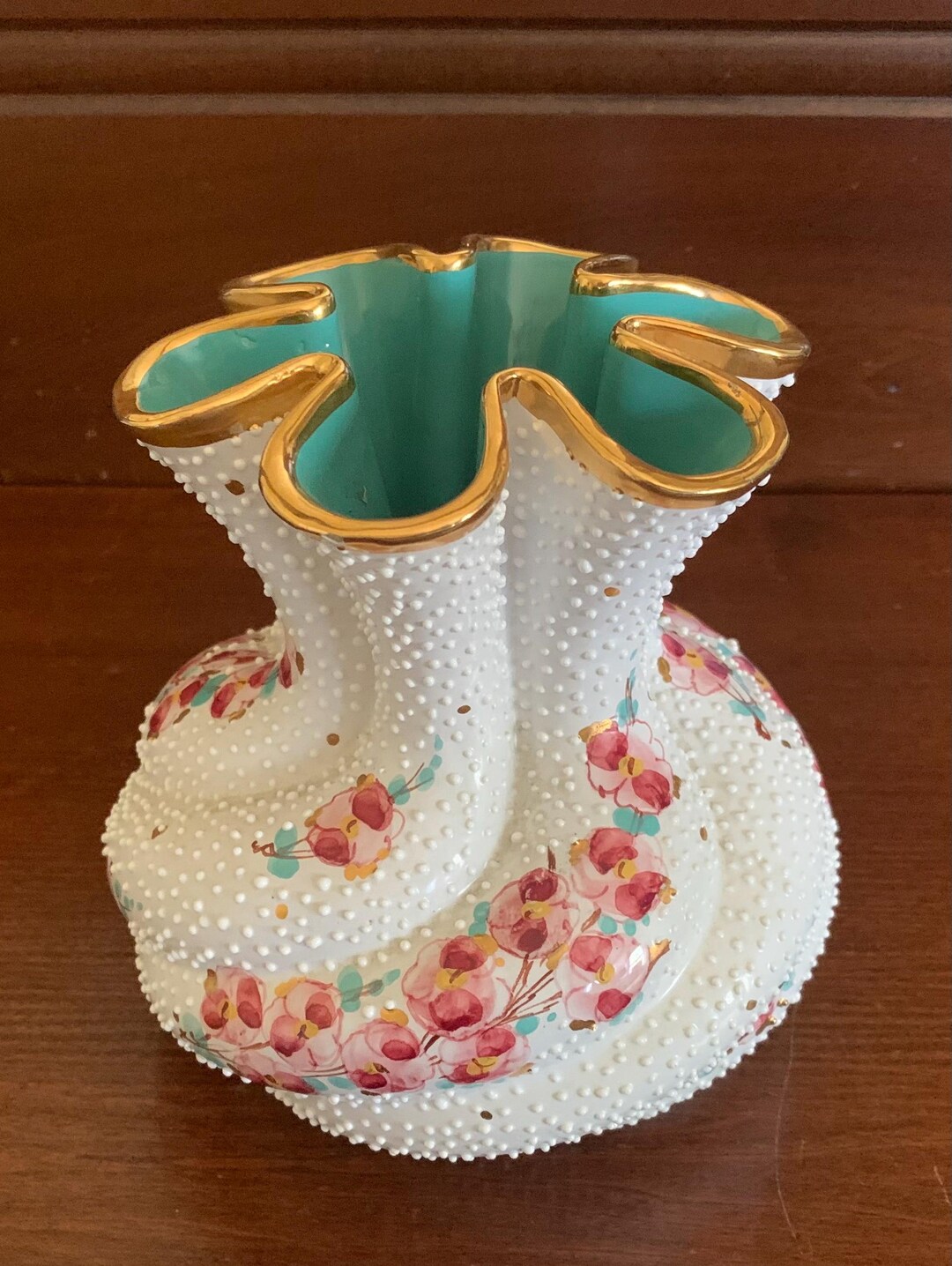 Vintage J.B. Hirsch Italy Porcelain Ceramic Hand-painted Floral Ruffled ...