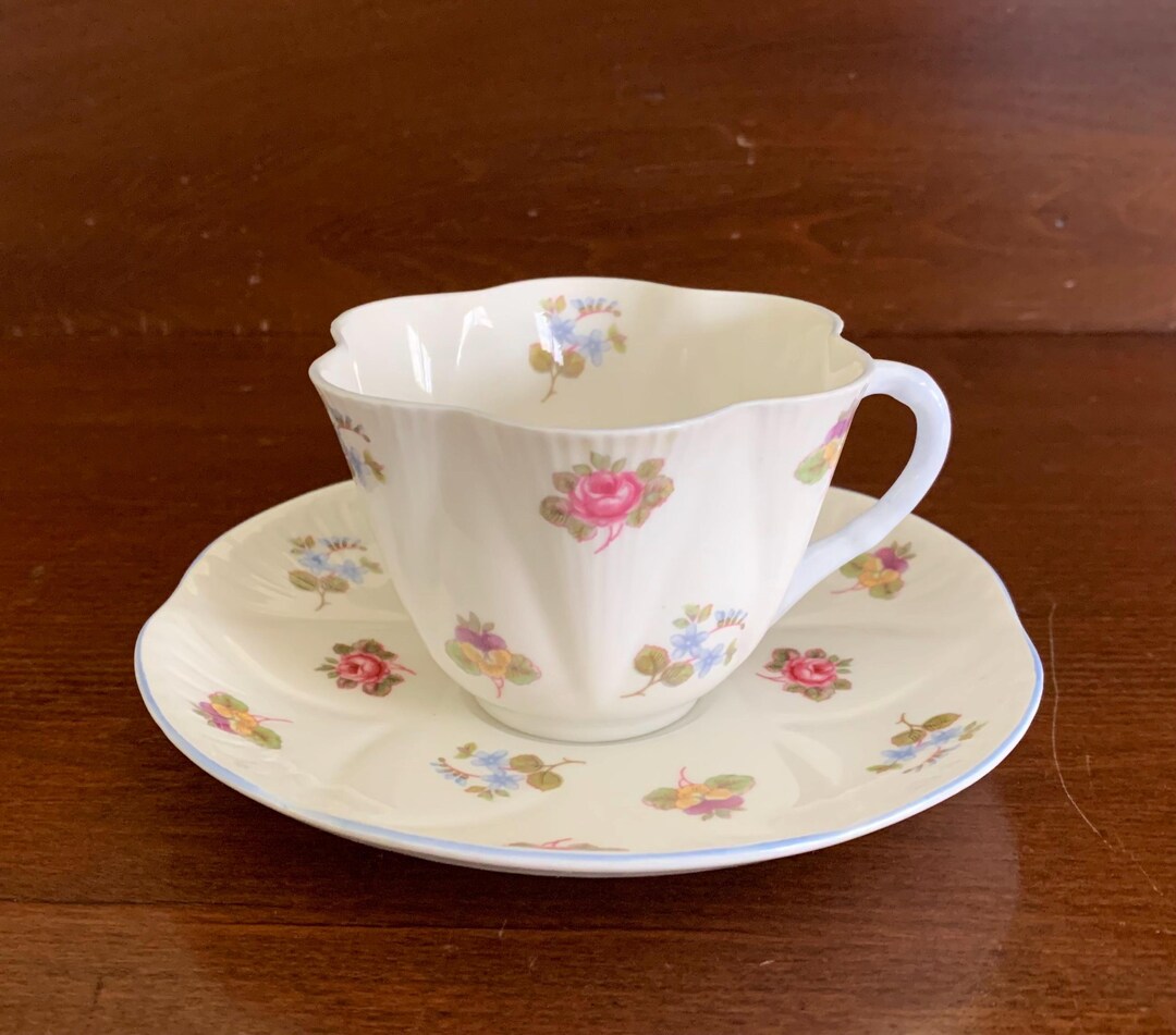 Vintage Shelley England Teacup and Saucer Set-fine Bone China. Rose ...