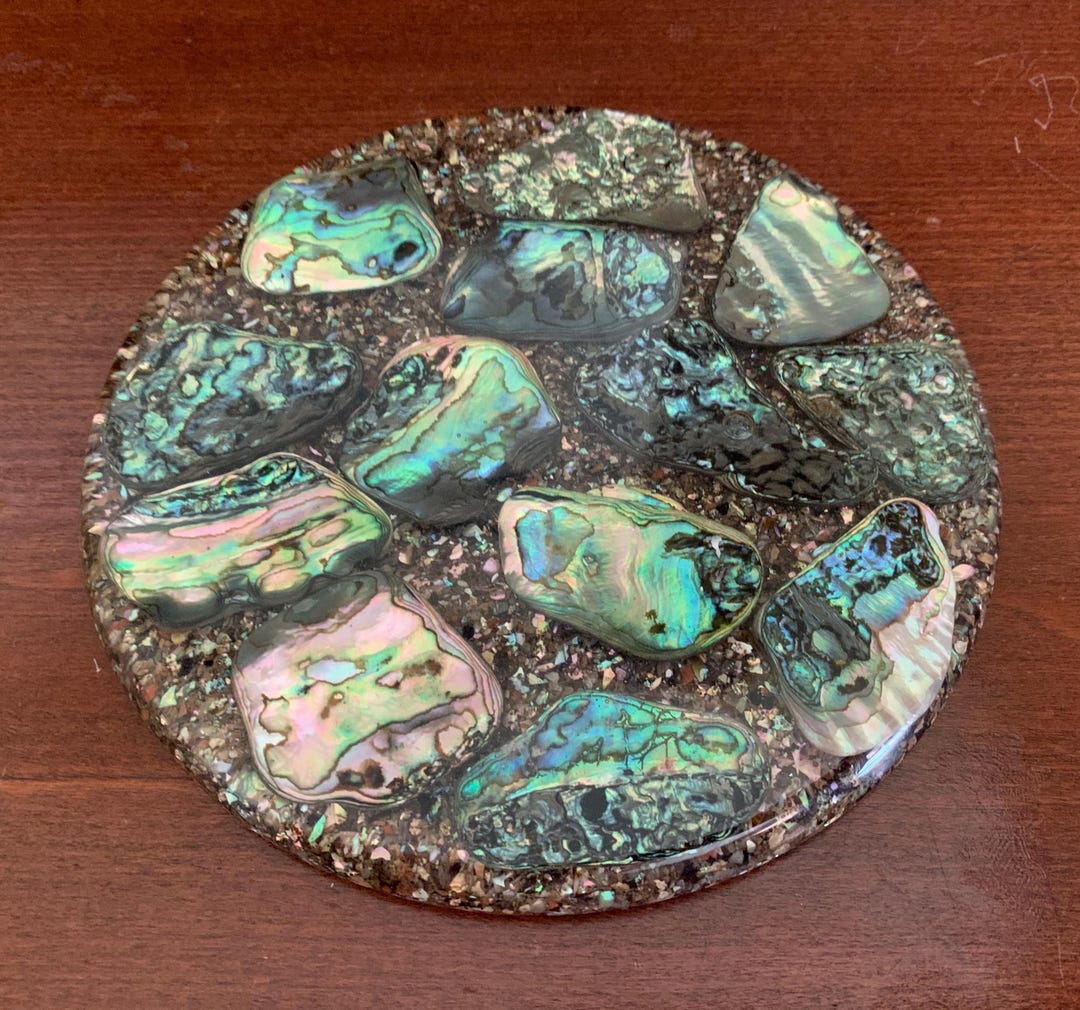 Vintage 1970’s Mid-century Lucite Abalone Shell Trivet. Retro Kitchen ...