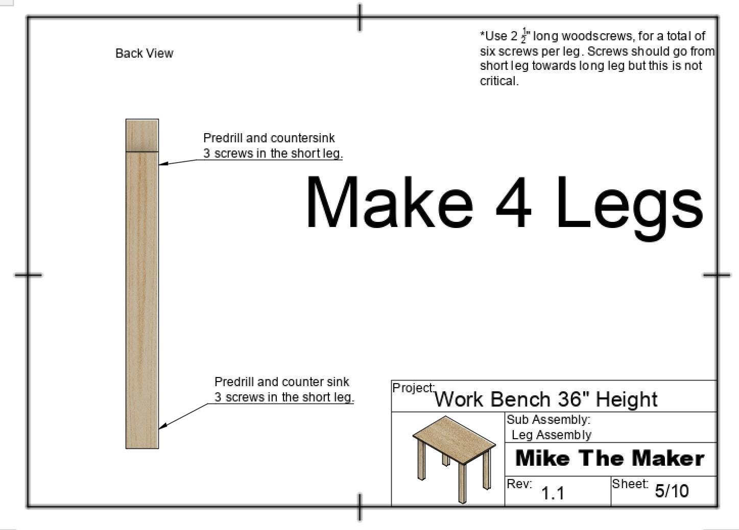 36" Shop Bench With Replaceable Top Plans - Etsy