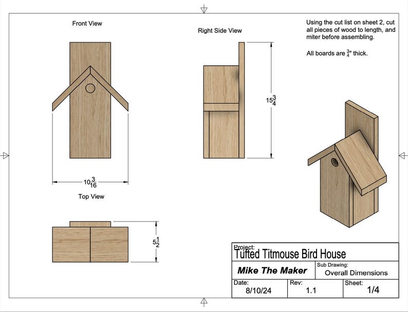 Tufted Titmouse Bird House Plans - Etsy
