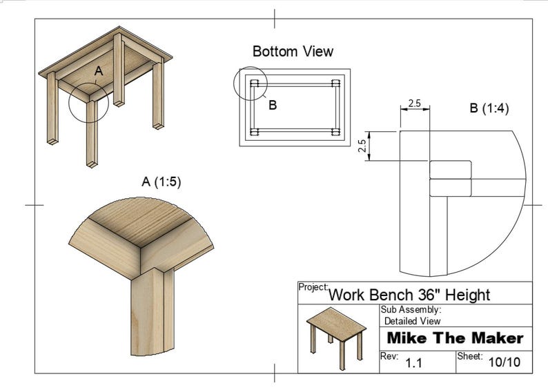 36" Shop Bench With Replaceable Top Plans - Etsy