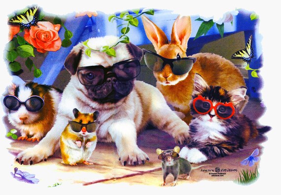 Pug Bunny Cat Hamster Mice on Kona Cotton Cotton Blend or | Etsy