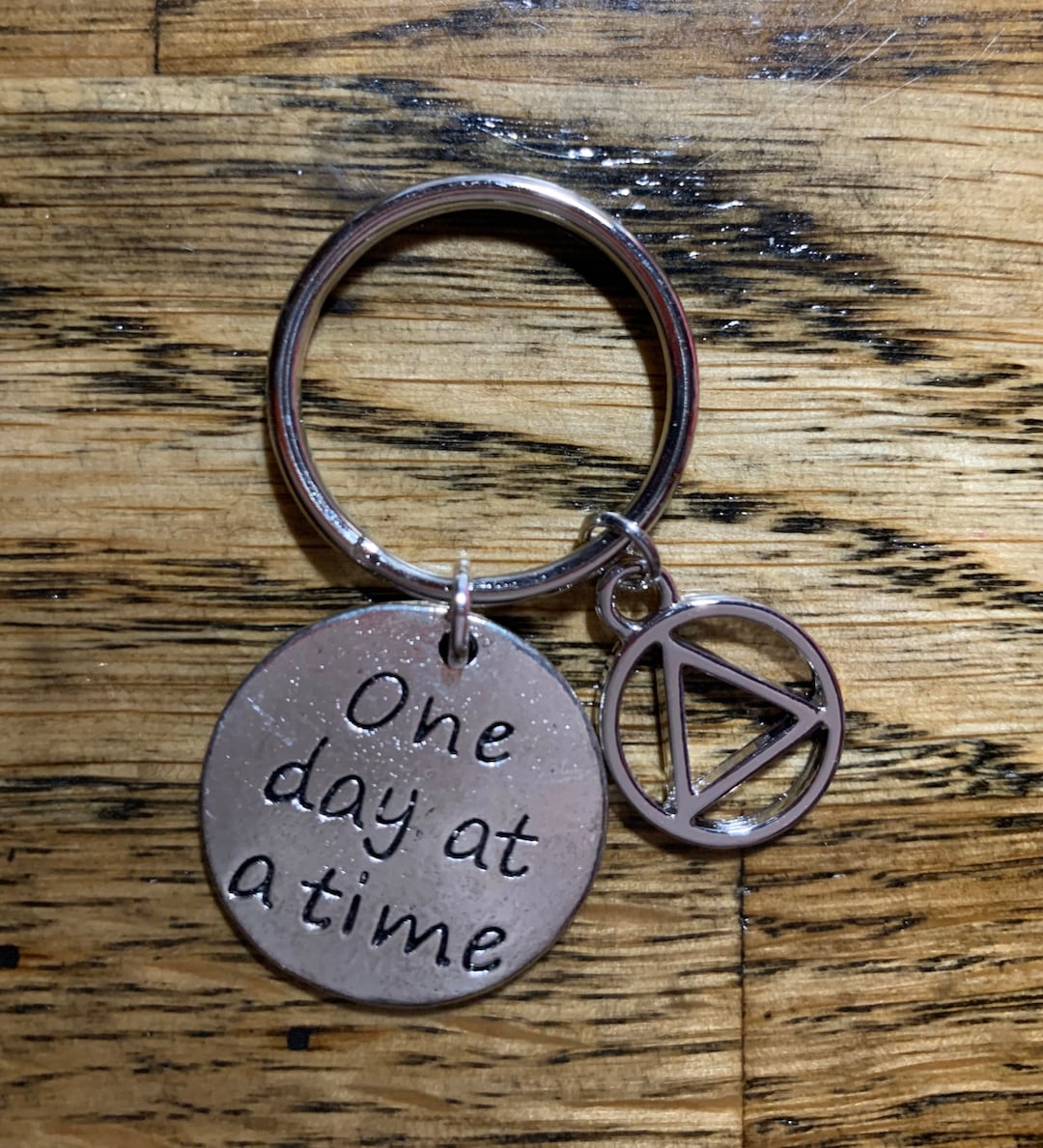 One Day at a Time Recovery Keychain Key Ring Gift With Alcoholics ...