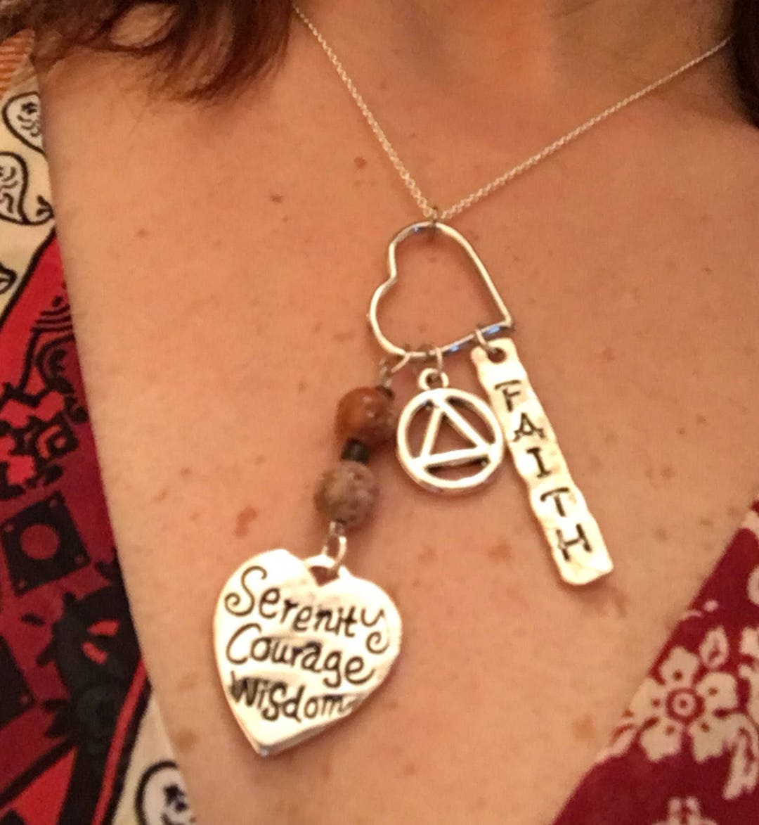 Serenity Prayer Recovery Pendant With Faith Dangle Charm and Recovery ...