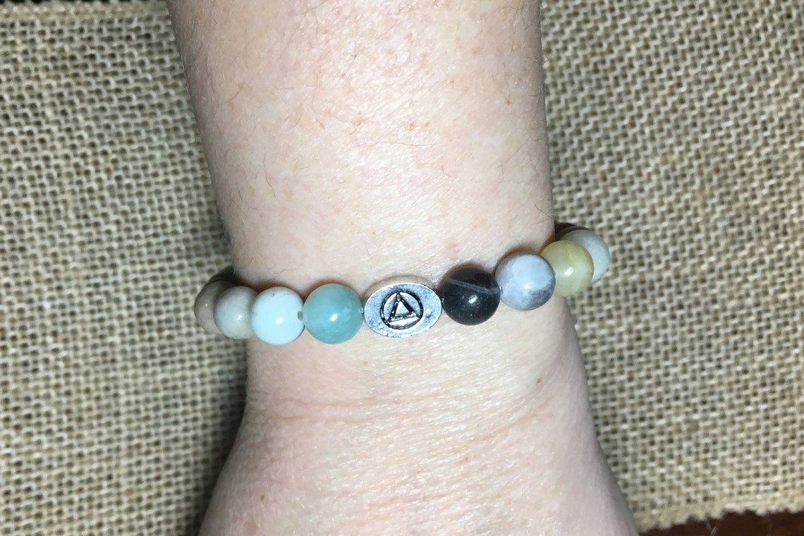 Beaded Amazonite Recovery Bracelet AA NA Great Womens Sobriety Gift ...