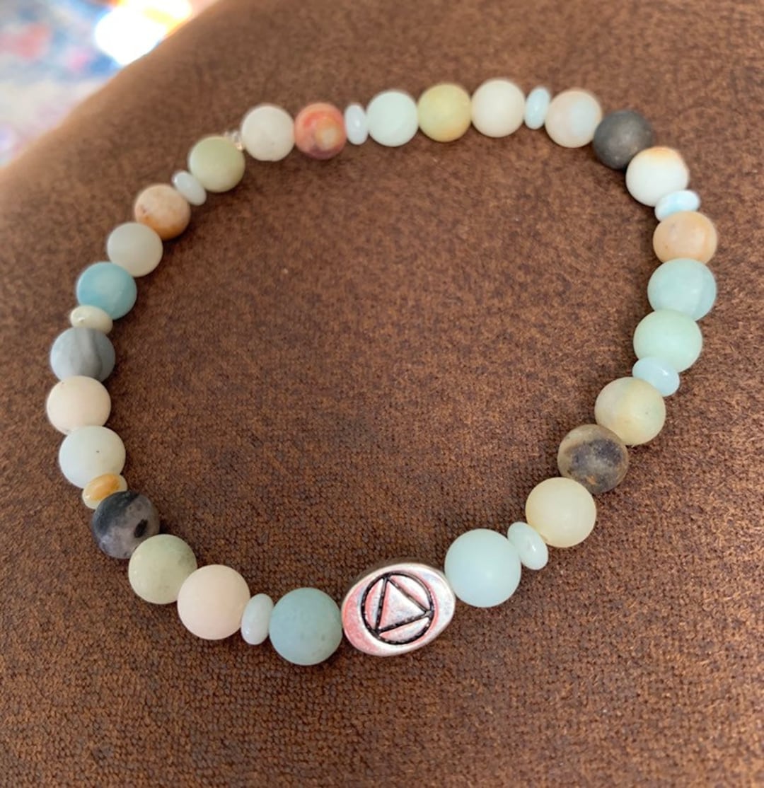 6mm Matte Amazonite Women's Recovery Beaded Bracelet Alcoholics ...