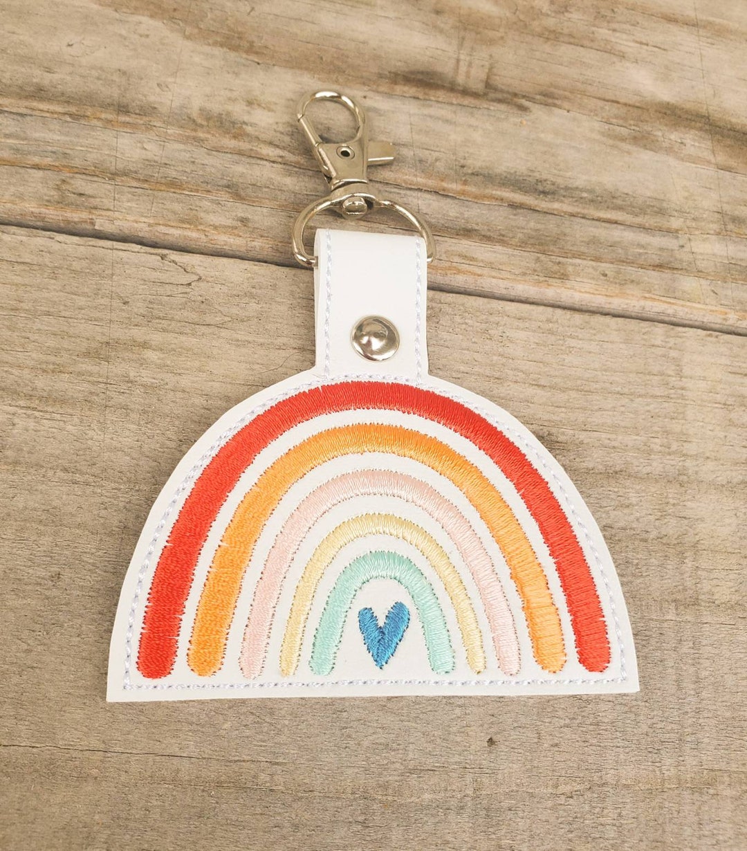 Boho Rainbow Keychain, Bohemian Pastel Rainbow, Rainbow Heart, Pride ...