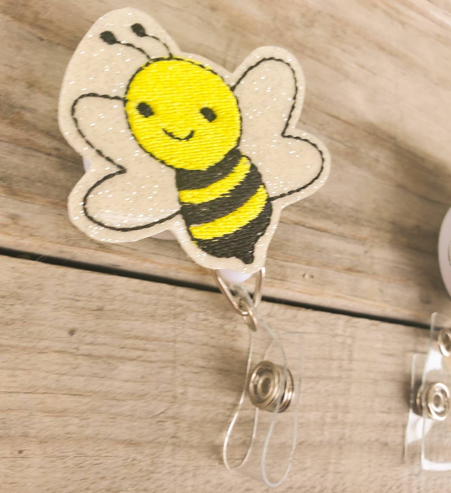 Bumble Bee Badge Reel Glitter Bee ID Holder Nurse Reel Badge - Etsy