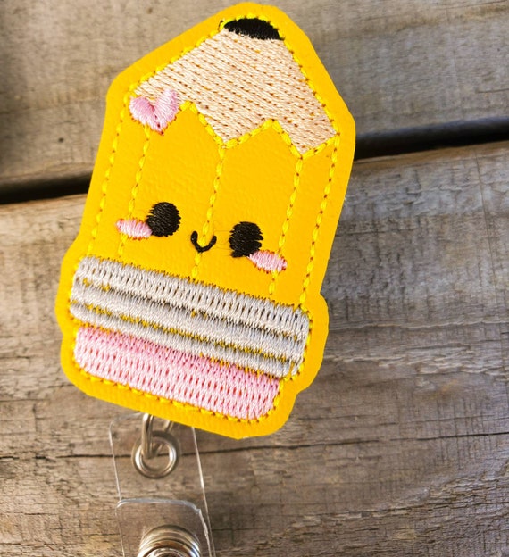 Kawaii Pencil Badge Reel Cute Pencil Badge Reel Teacher - Etsy