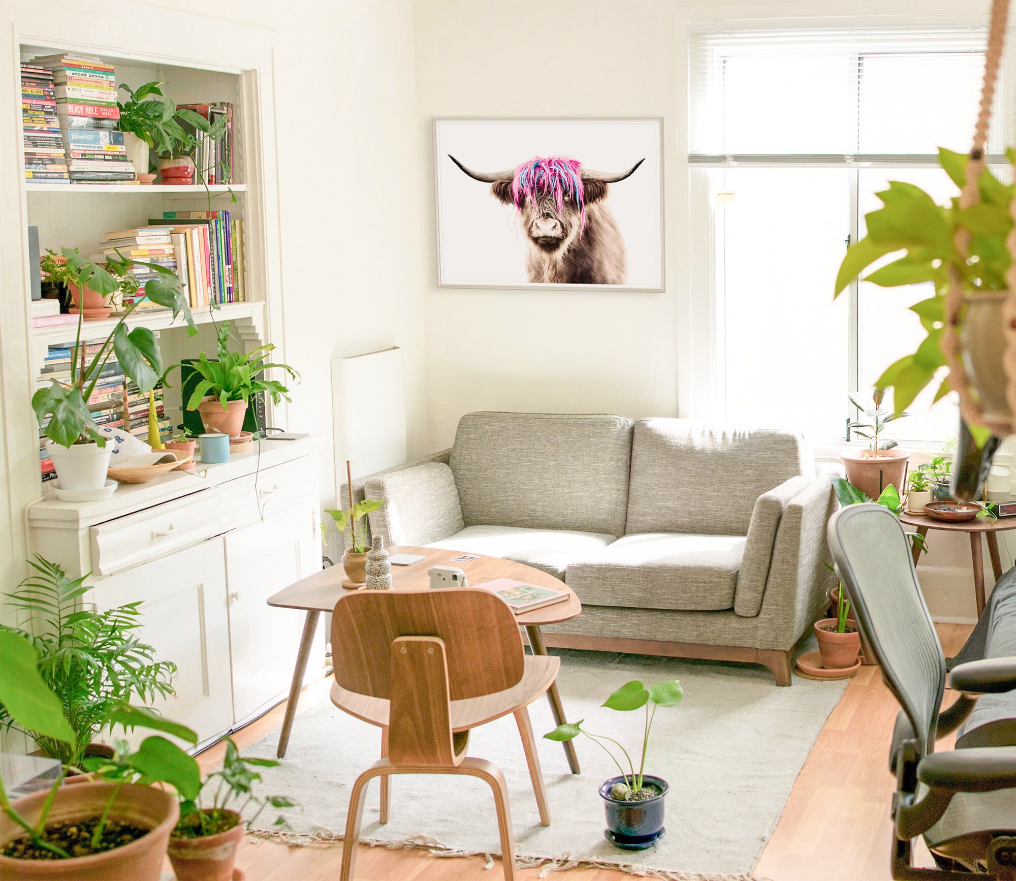 Stylish Highland Cow Print Modern Art Living Room Decor Hairy | Etsy