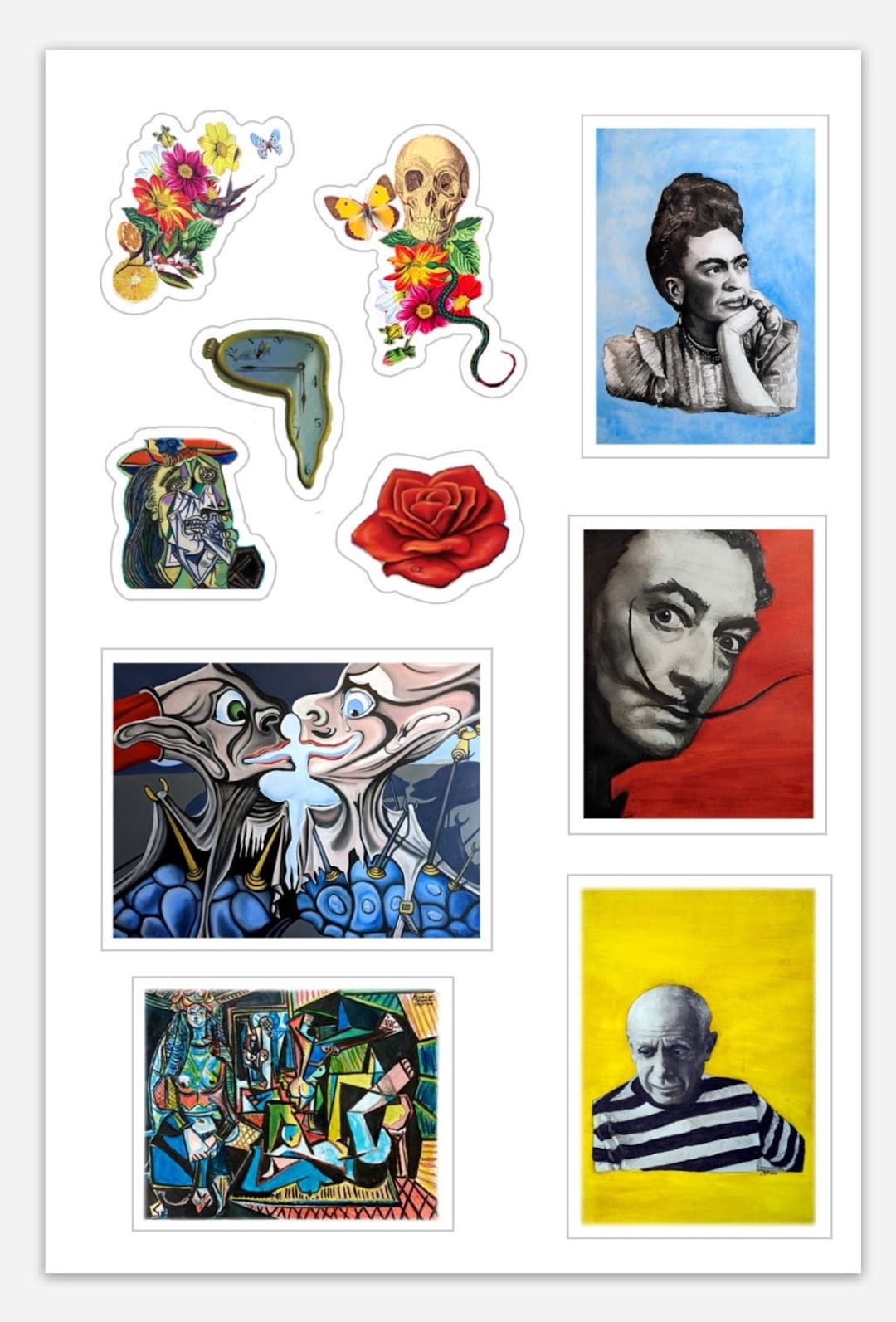 Frida, Dali, Picasso Sticker Pack Original Art Sticker Sheet of 10 ...