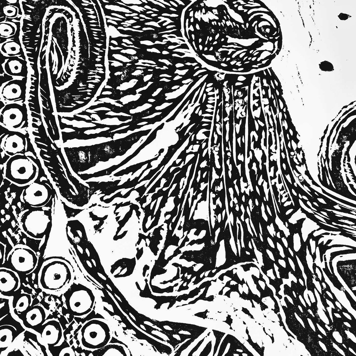 Octopus Woodblock Print Design Sublimation Cut & Sew Dress All Over ...