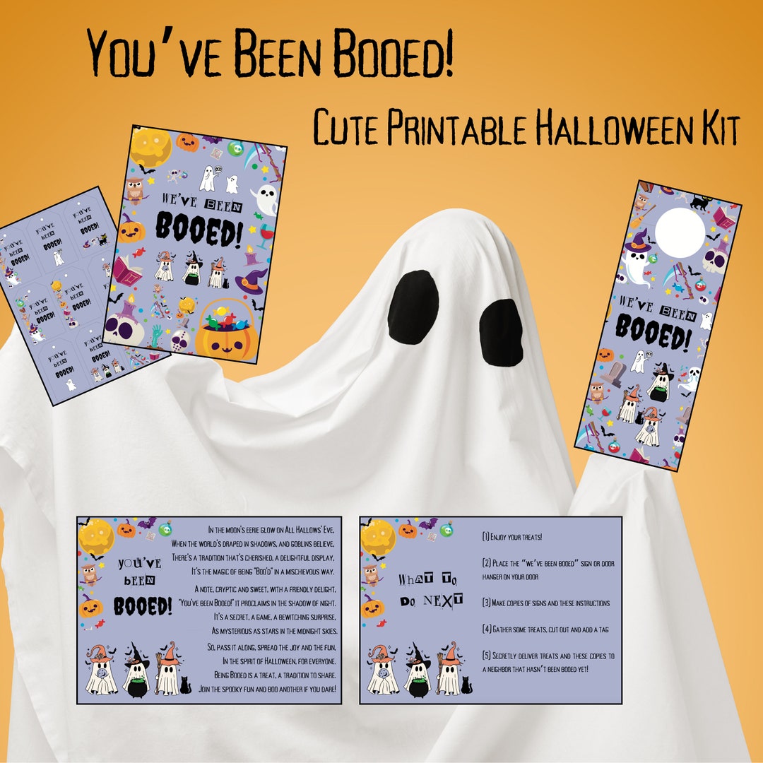 You've Been Booed Printable Halloween Kit, Cute Ghosts Festive Instant ...