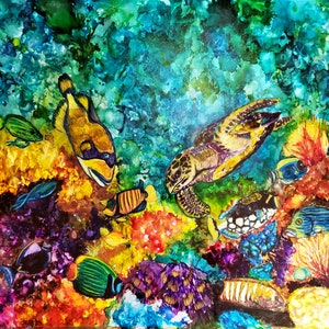 Original Underwater Ocean Scene - Alcohol Inks Dress by Cassandra Clark ...