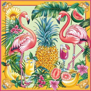 Exotic Flamingo & Pineapple Cotton Crop Top, O-neck Regular Fit Shirt ...