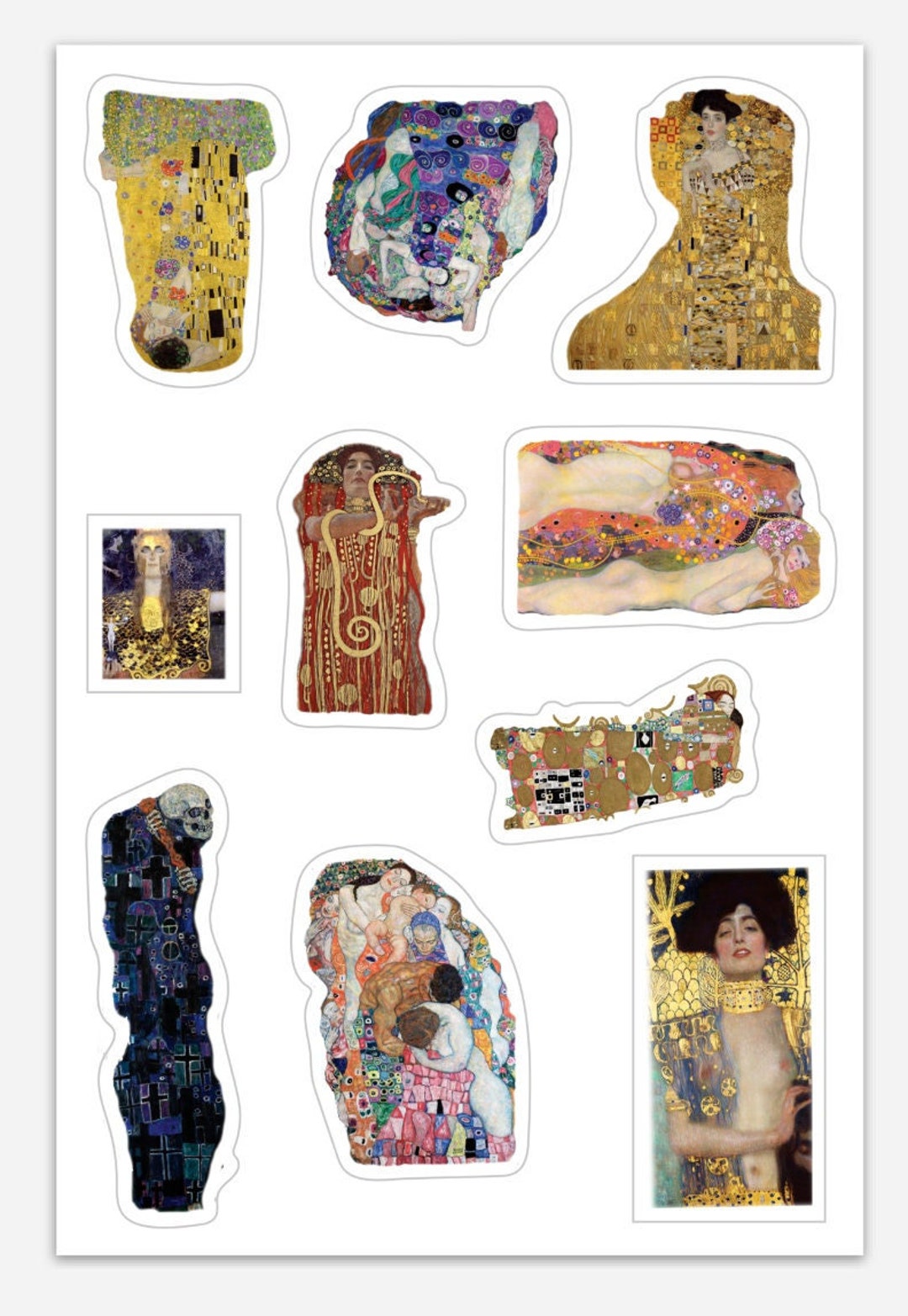 Gustav Klimt Mini Sticker Pack + Original Art! Die Cut, Klimt Elements ...