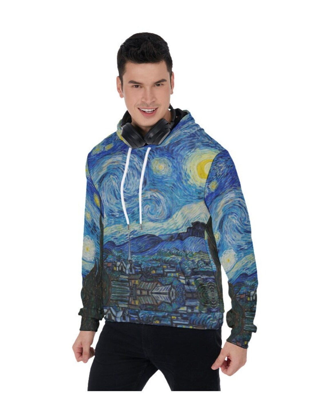 Starry Night Microfleece Hoodie: Van Gogh Unisex Art Pullover - Etsy