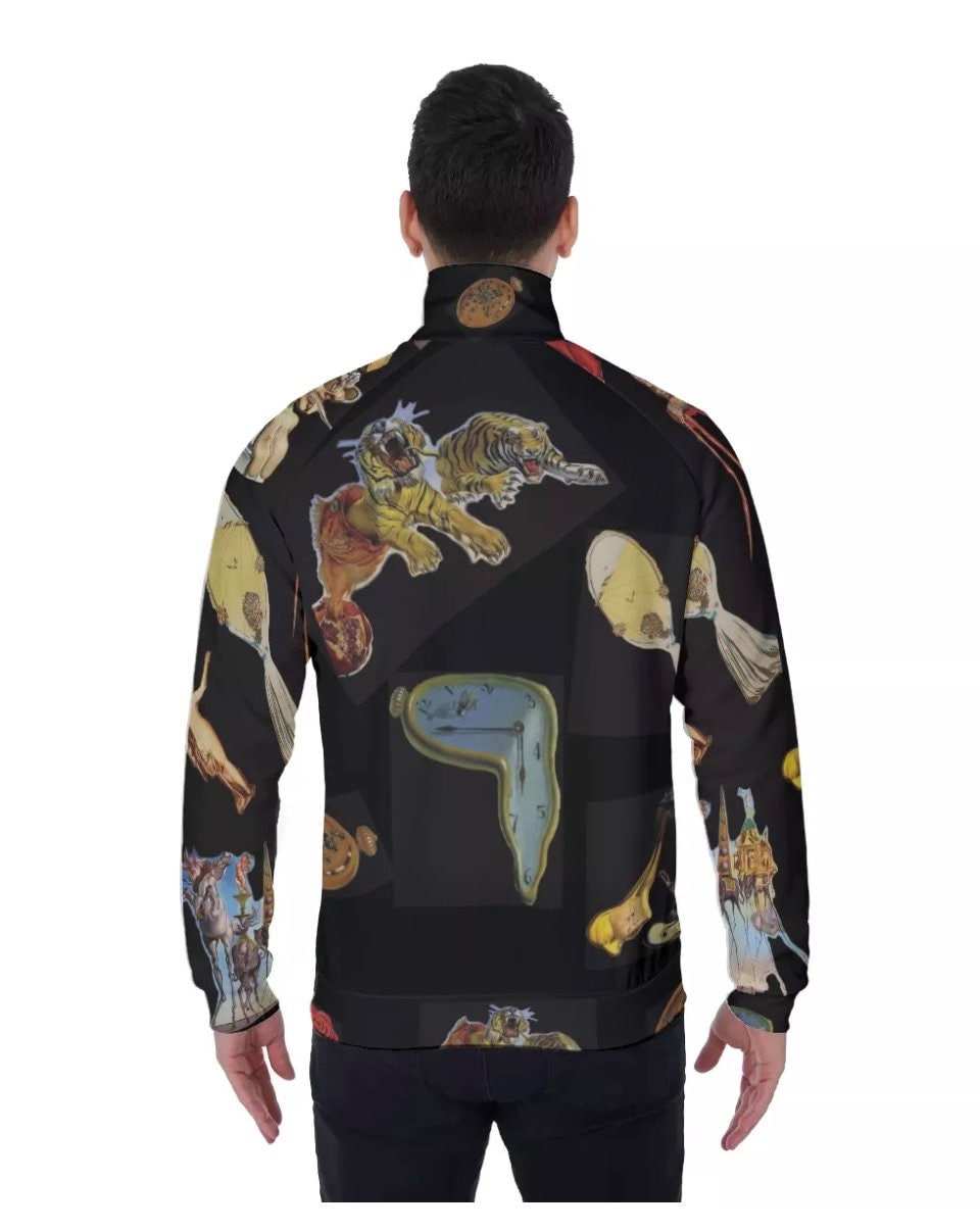 Surrealist Symbols Black Collared Jacket All Over Print Unisex Dali ...