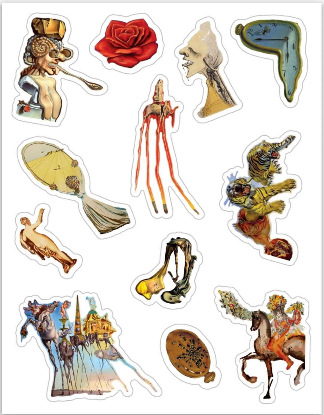 Dali Die Cut Mini Sticker Pack + Original Art! Salvador Dali Elements ...