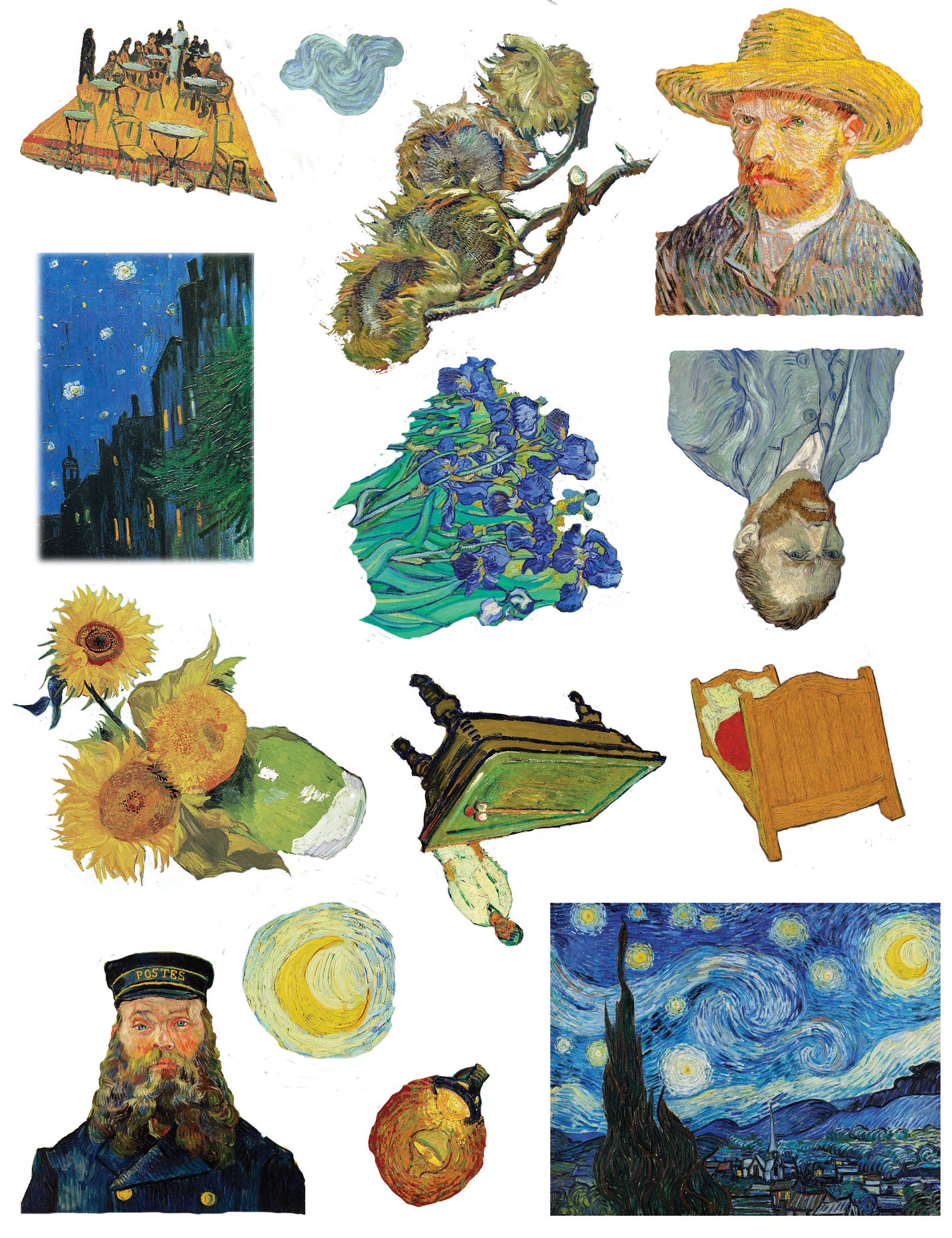 Van Gogh Mini Sticker Pack Original Art Die Cut Van Gogh Elements, Impressionism Sticker Sheet ...