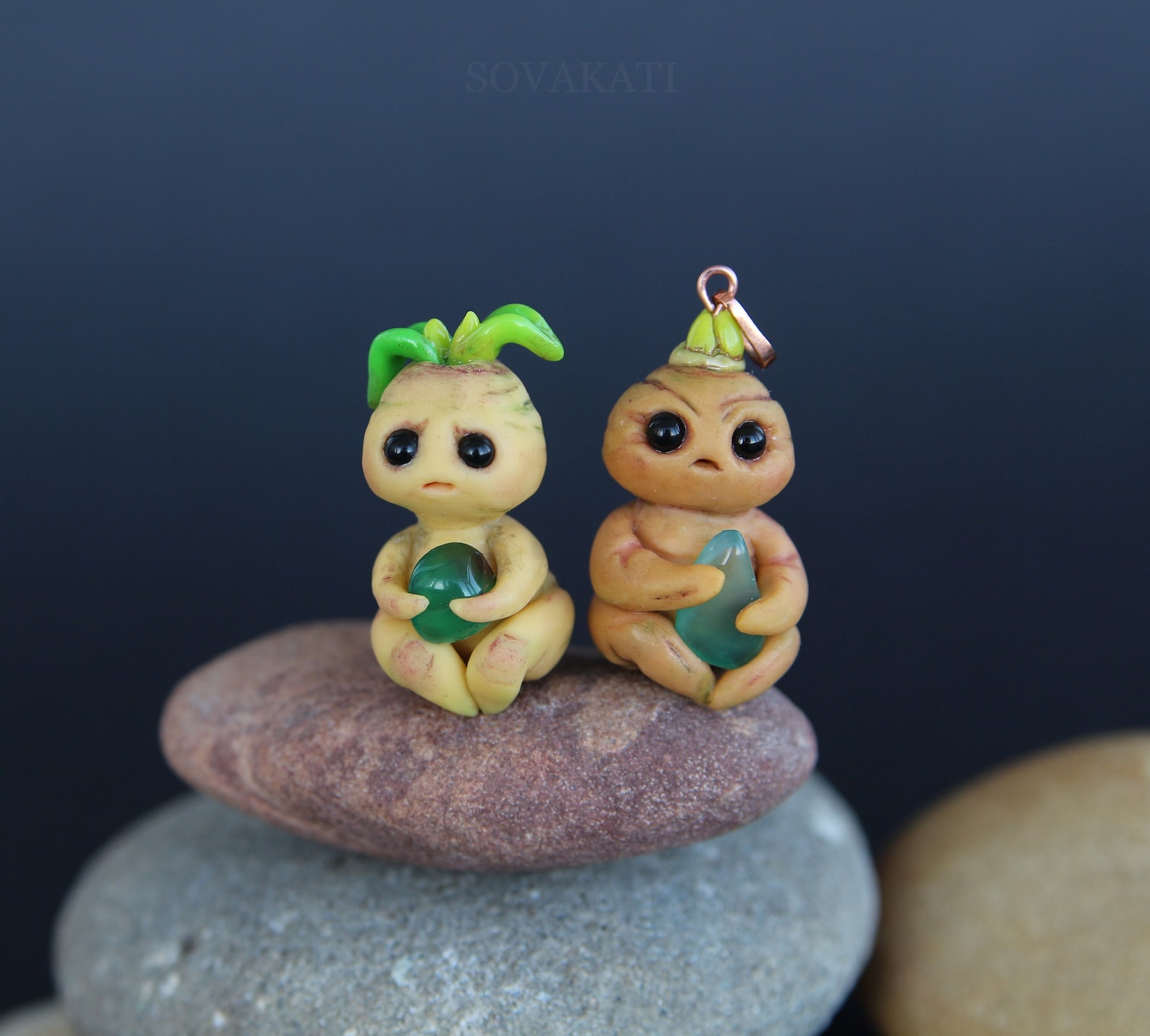 Mandragora Baby Bulb Polymer Clay Mandrake Root Figurine Polymer Clay ...