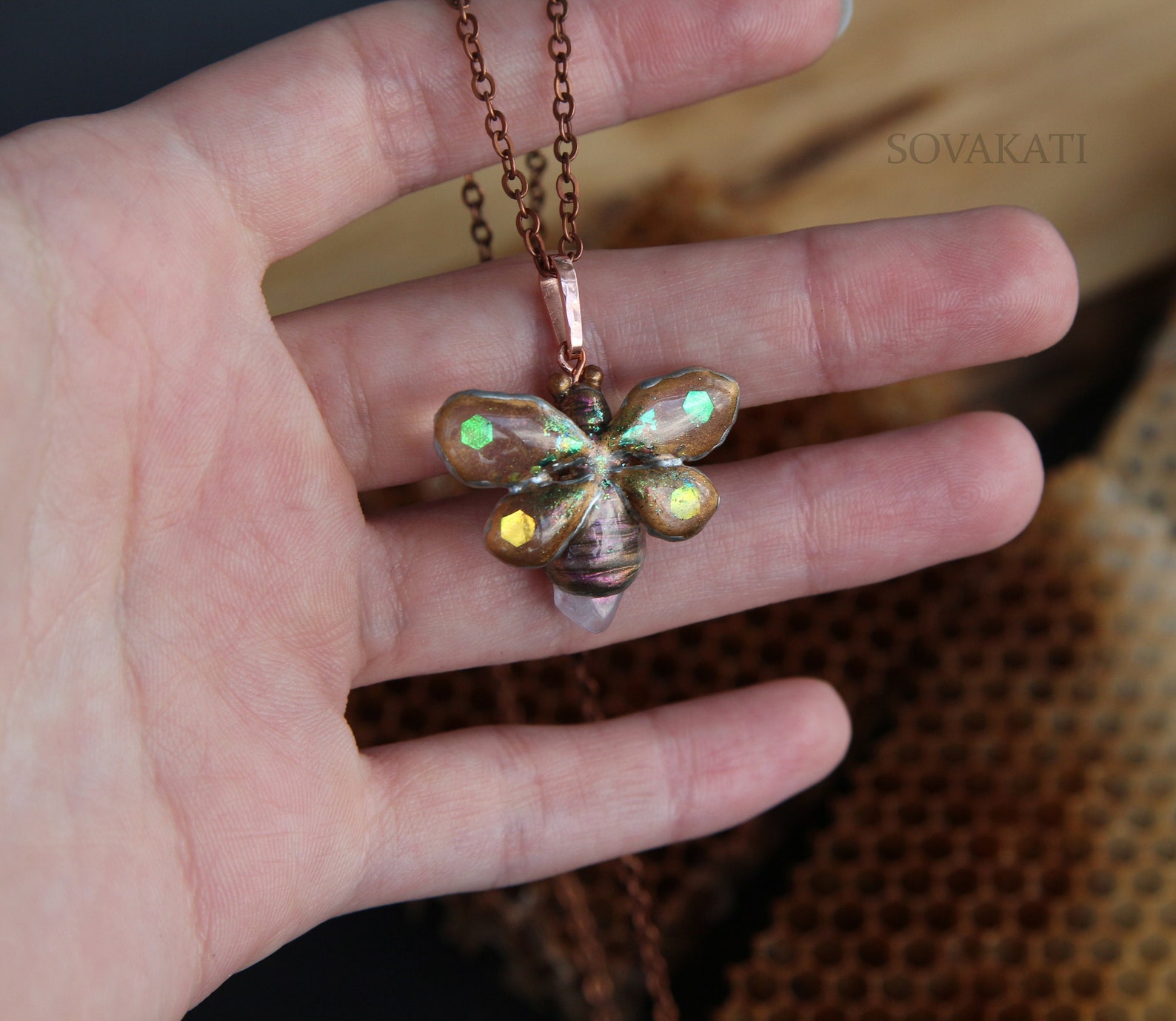 Whimsy Honey Bee Fly Totem Necklace Cute Tiny Insect Lover Jewelry ...