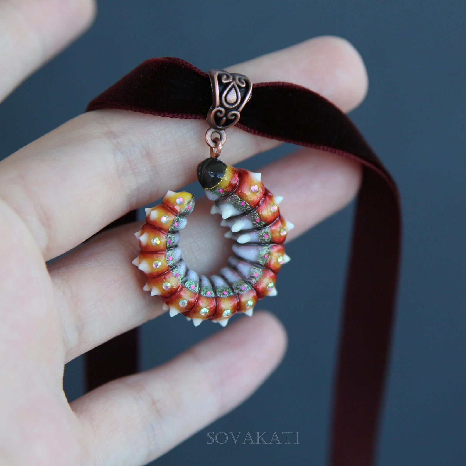 Fancy Grub Worm Pendant Pupa Pendant Tiny Animal Totem Gift Insect ...