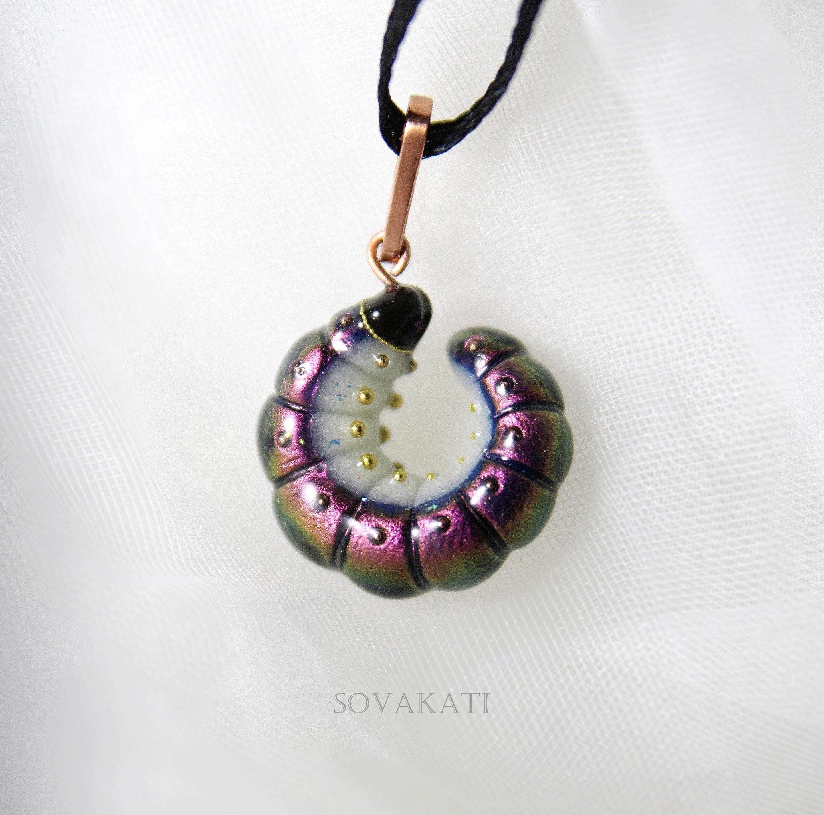 Grub Worm Pendant Pupa Pendant Beetle Jewelry Сaterpillar Charm ...