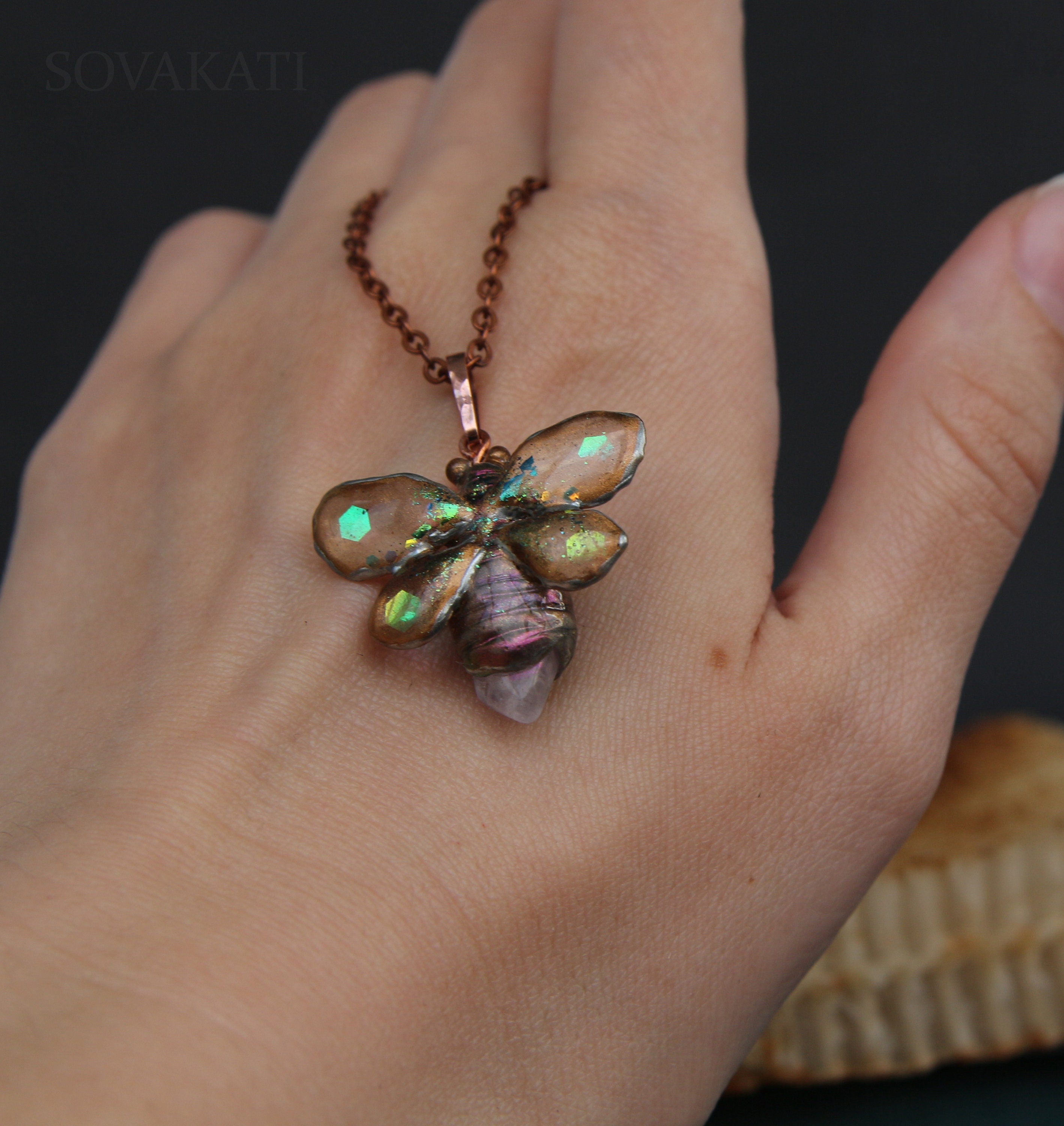 Whimsy Honey Bee Fly Totem Necklace Cute Tiny Insect Lover Jewelry ...