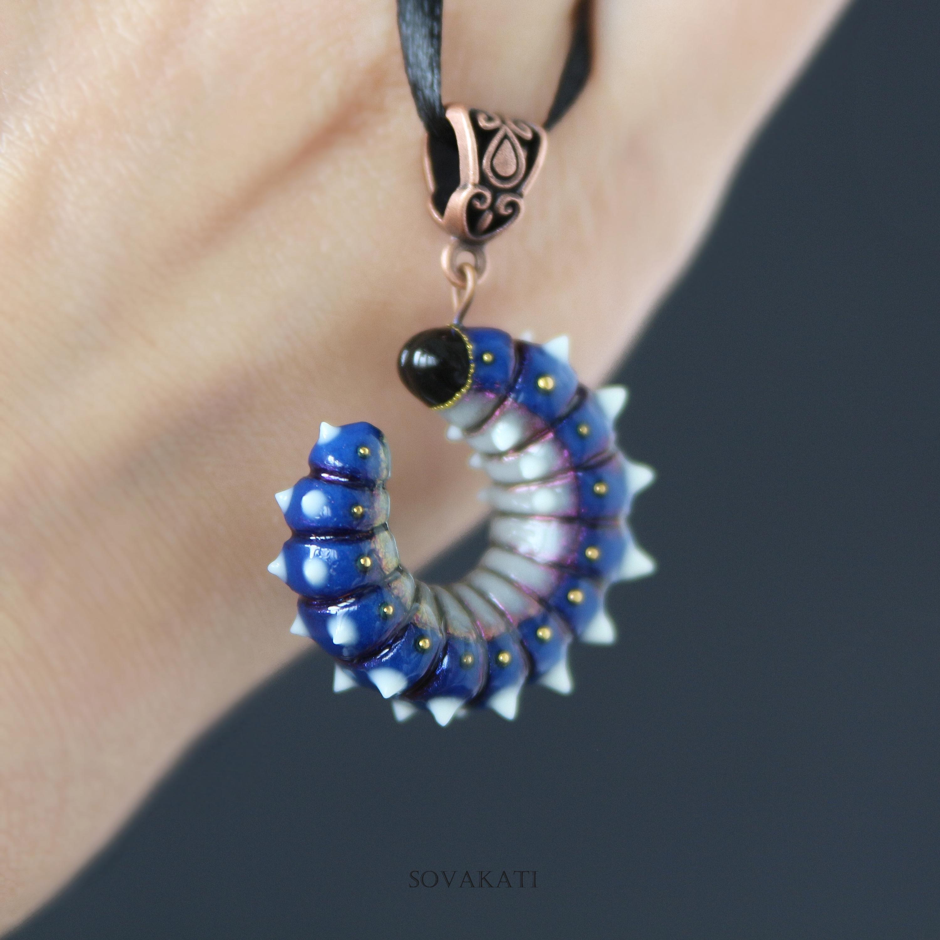 Fancy Grub Worm Pendant Pupa Pendant Tiny Animal Totem Gift Insect ...
