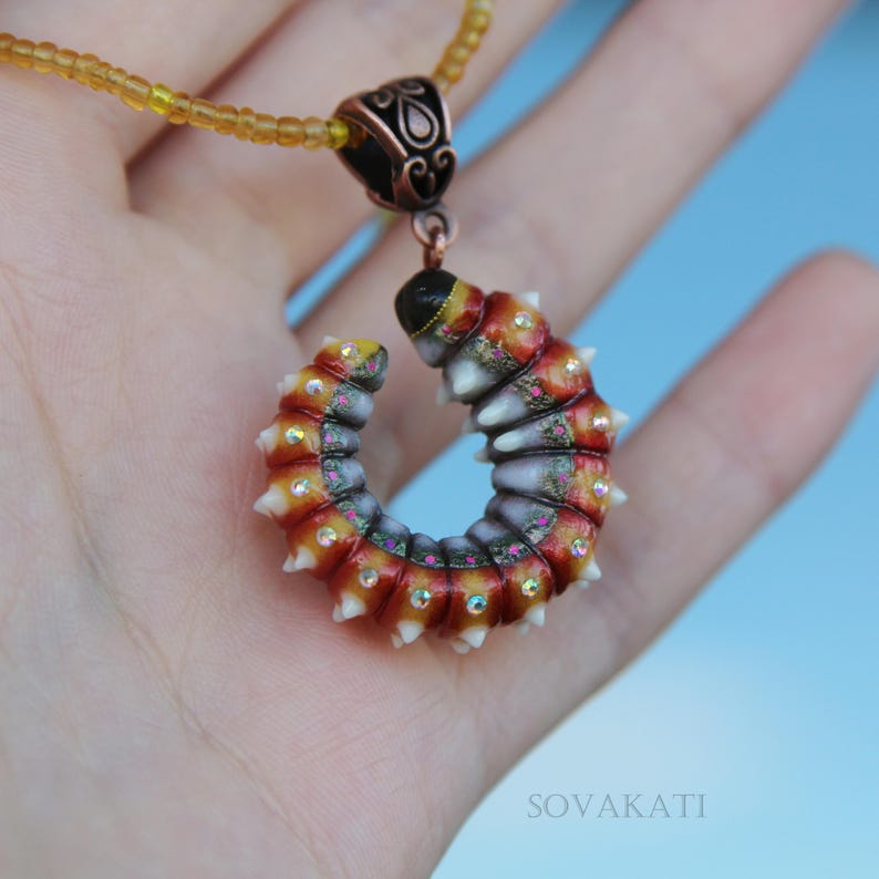 Fancy Grub Worm Pendant Pupa Pendant Tiny Animal Totem Gift Insect ...