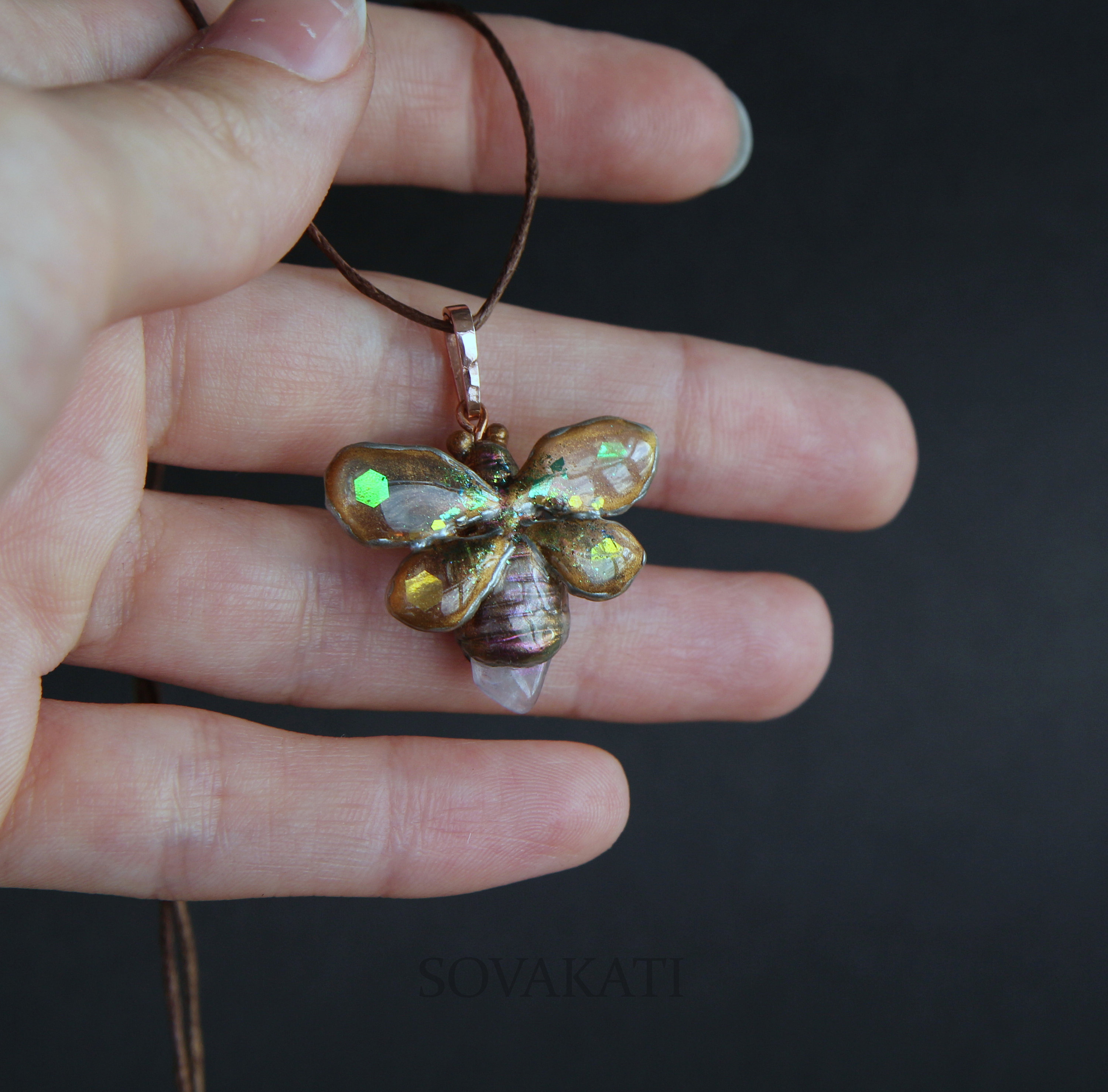 Whimsy Honey Bee Fly Totem Necklace Cute Tiny Insect Lover Jewelry ...
