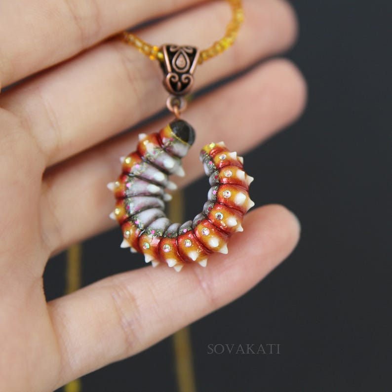 Fancy Grub Worm Pendant Pupa Pendant Tiny Animal Totem Gift Insect ...