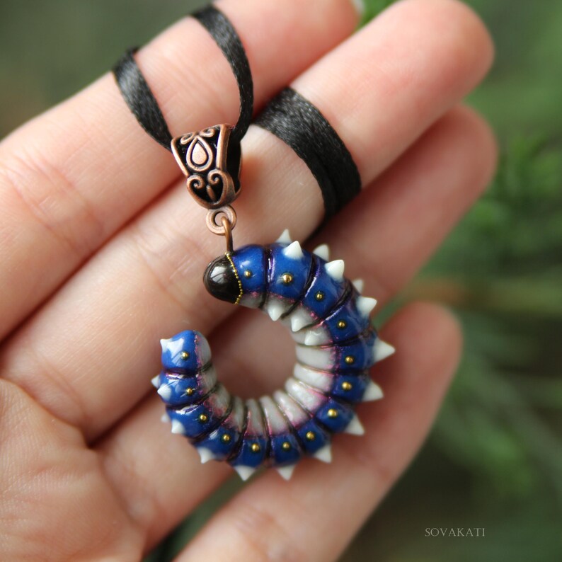 Fancy Grub Worm Pendant Pupa Pendant Tiny Animal Totem Gift Insect ...