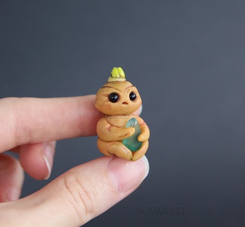 Mandragora Baby Bulb Polymer Clay Mandrake Root Figurine Polymer Clay ...