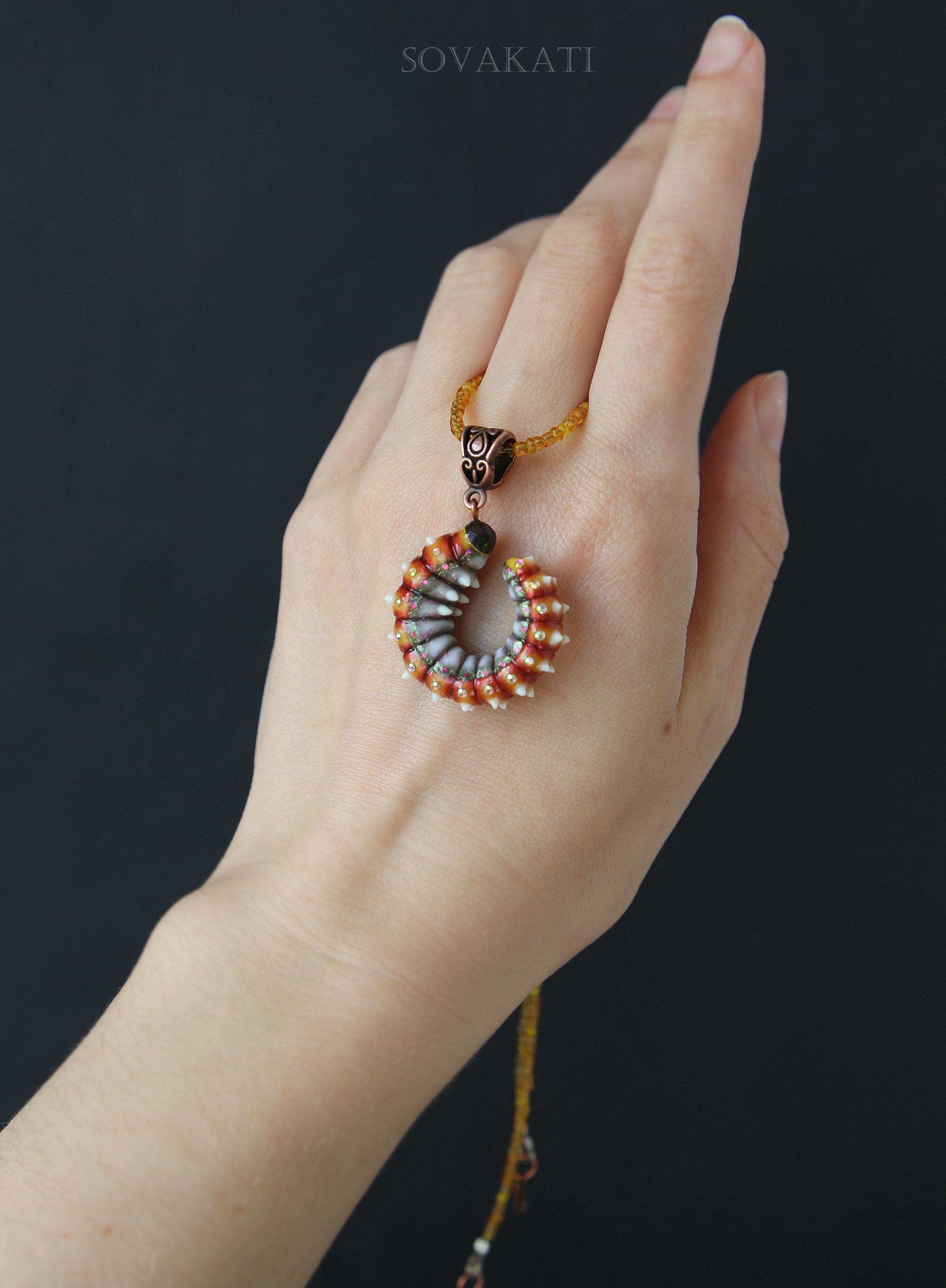 Fancy Grub Worm Pendant Pupa Pendant Tiny Animal Totem Gift Insect ...