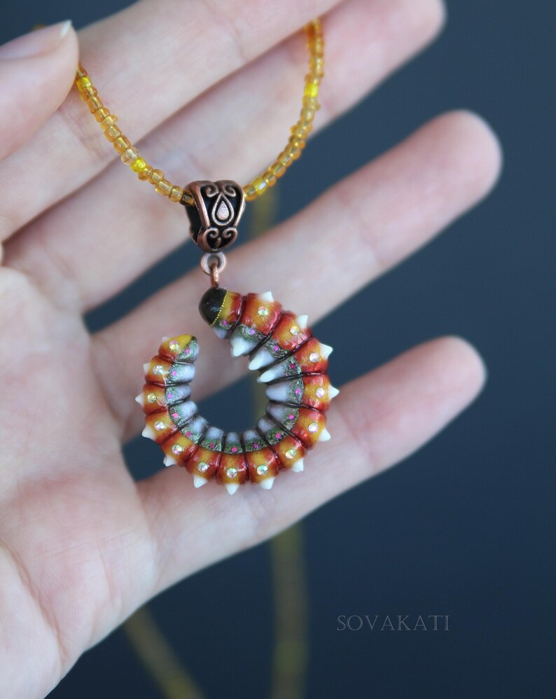 Fancy Grub Worm Pendant Pupa Pendant Tiny Animal Totem Gift Insect ...