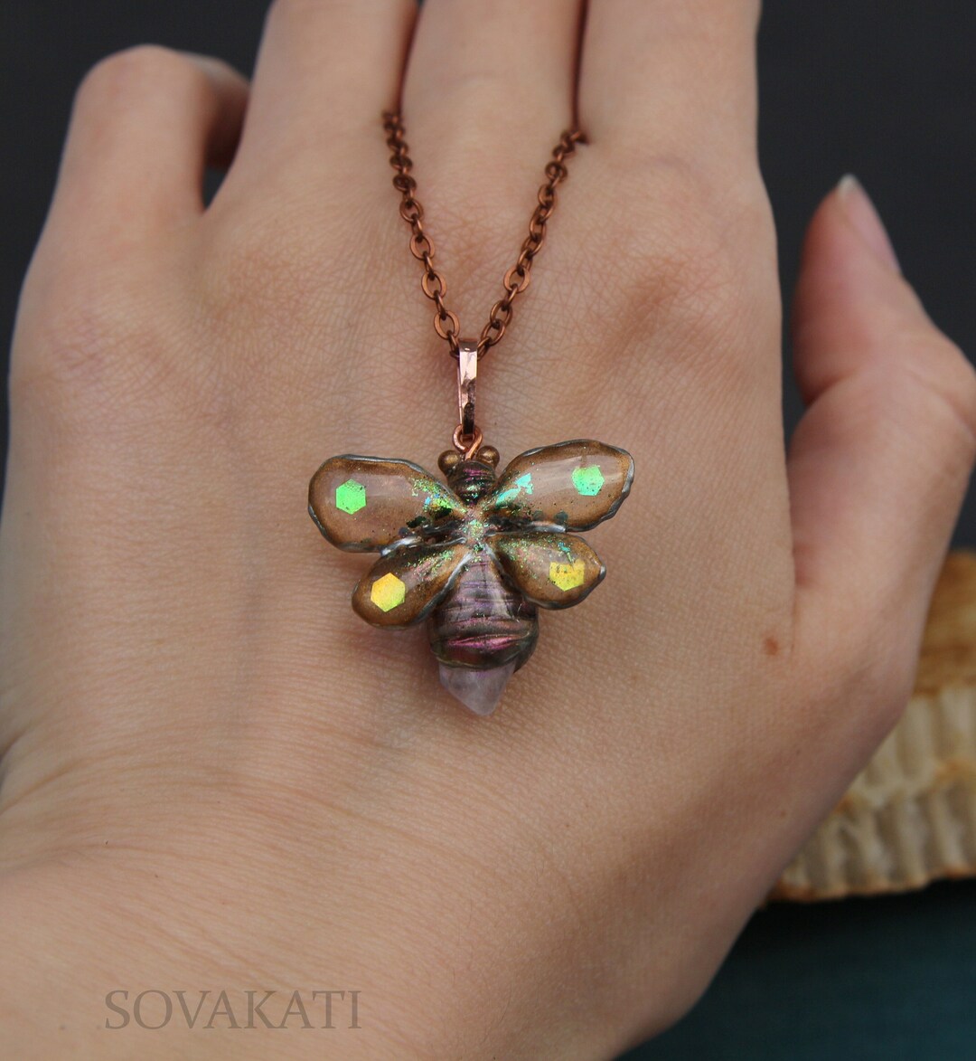 Whimsy Honey Bee Fly Totem Necklace Cute Tiny Insect Lover Jewelry ...