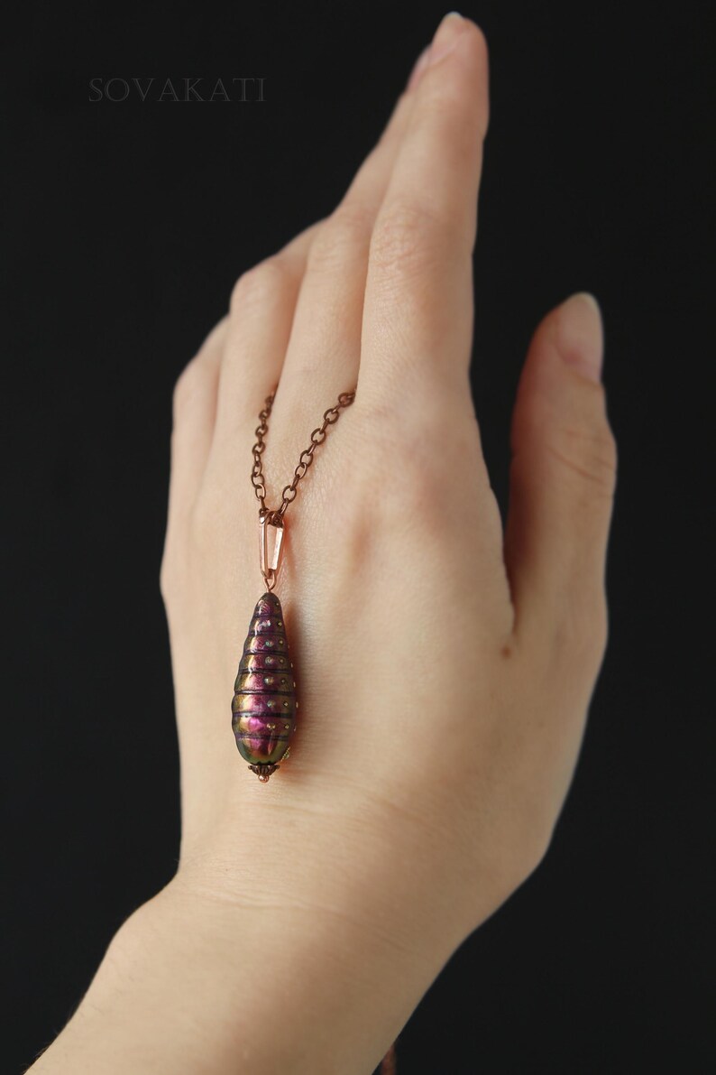 Purple Whimsy Сaterpillar Pendant Fantasy Butterfly Choker Grub Worm ...