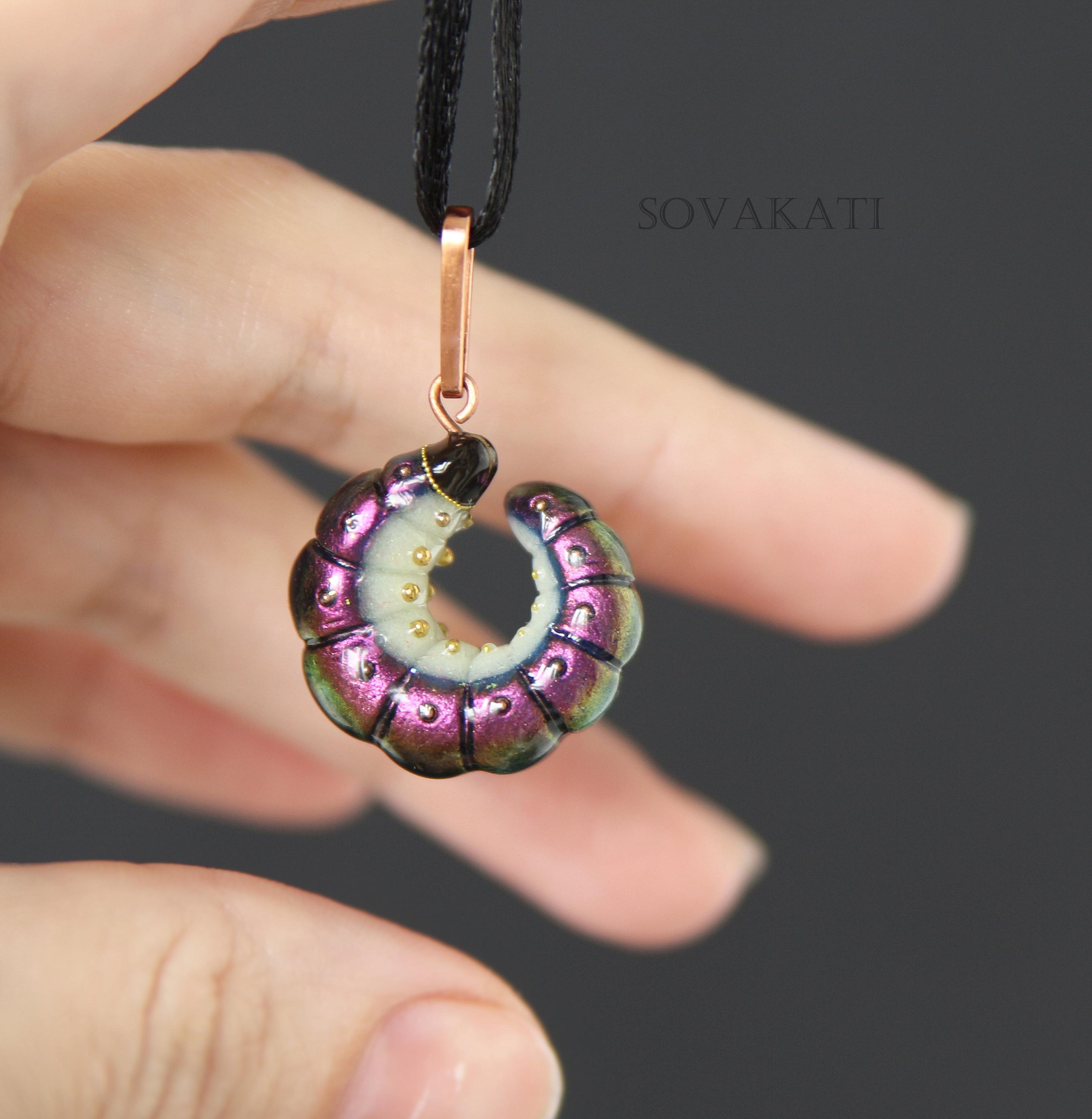 Grub Worm Pendant Pupa Pendant Beetle Jewelry Сaterpillar Charm ...