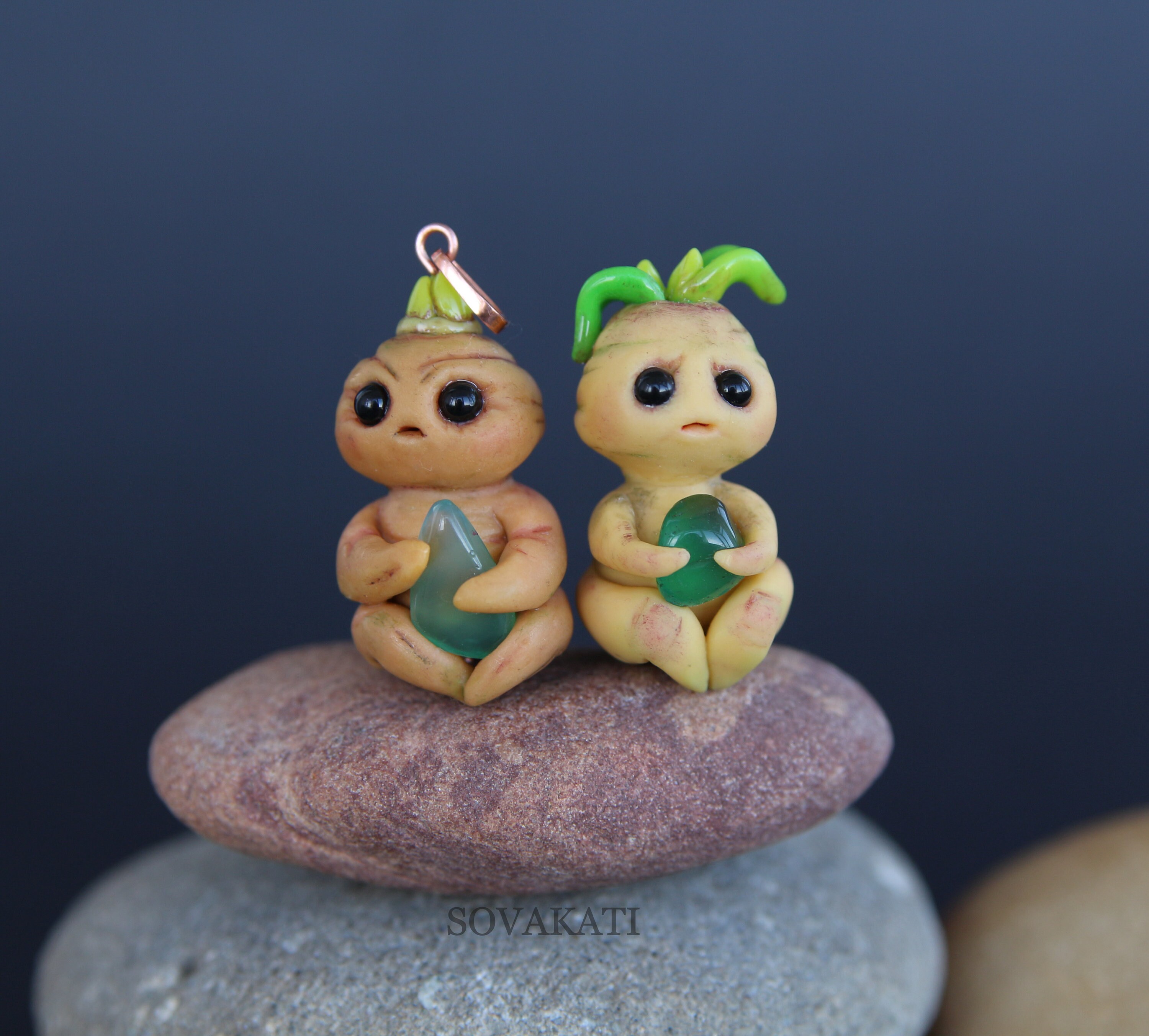 Mandragora Baby Bulb Polymer Clay Mandrake Root Figurine Polymer Clay ...